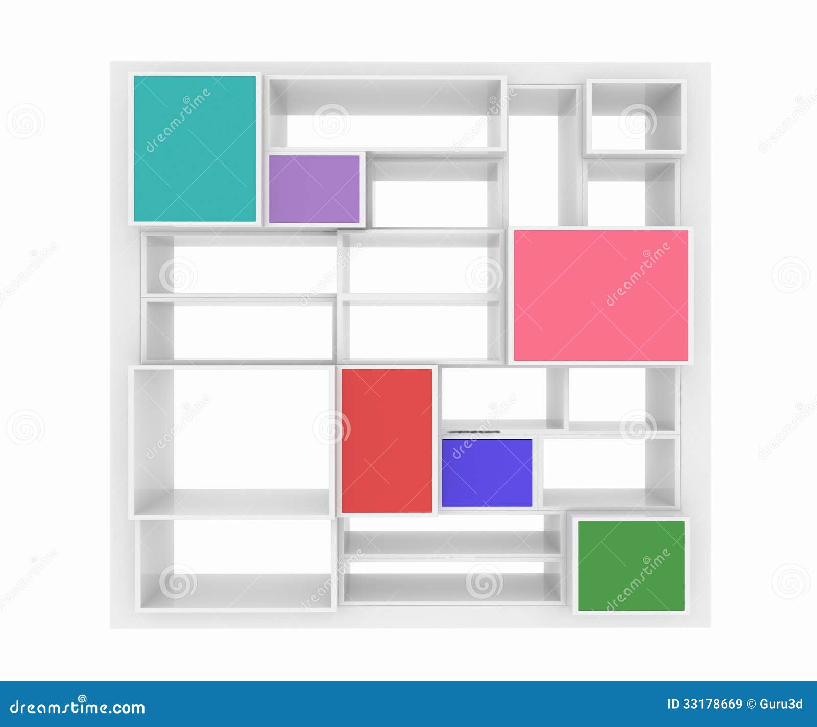Empty colorful bookshelf stock illustration. Illustration of place ...