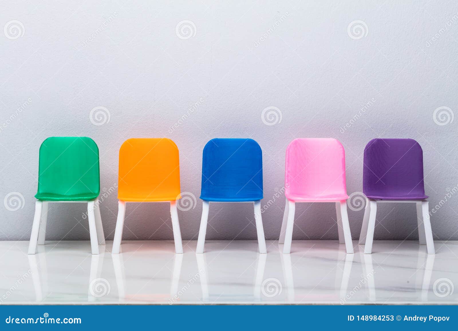 Empty Colorful Chairs stock image. Image of object, miniature - 148984253