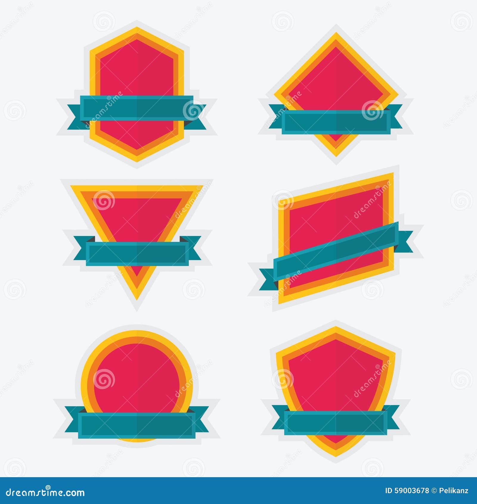 Empty Colorful Geometrical Emblem and Banners Design Elements Set Stock ...