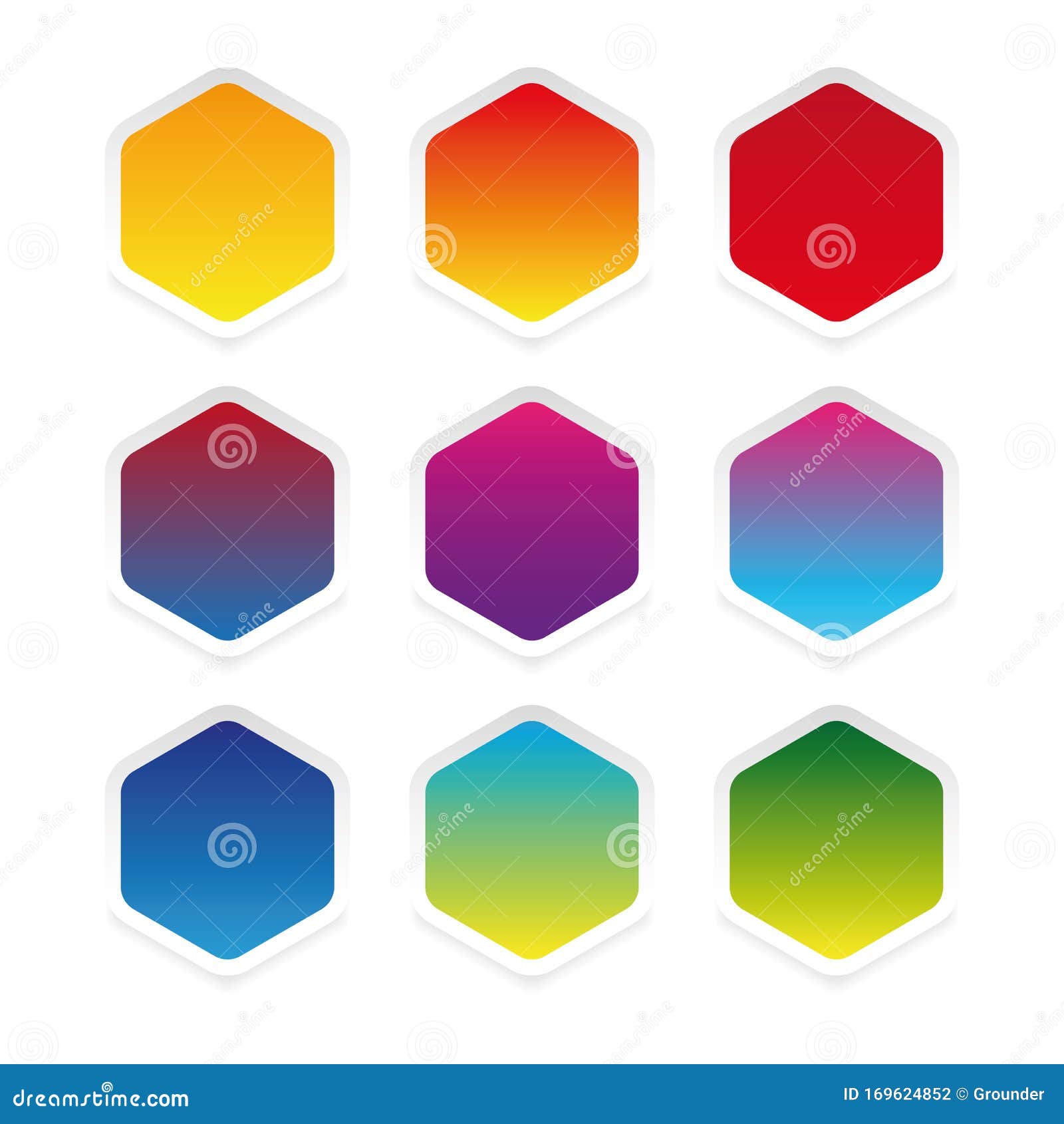 Empty Colorful Hexagon Sticker Set Stock Vector - Illustration of round ...