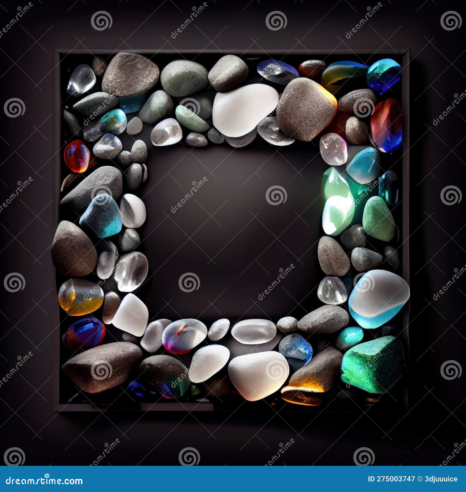 An Empty Colorful Pebbles Square Frame on Solid Background. Stock ...