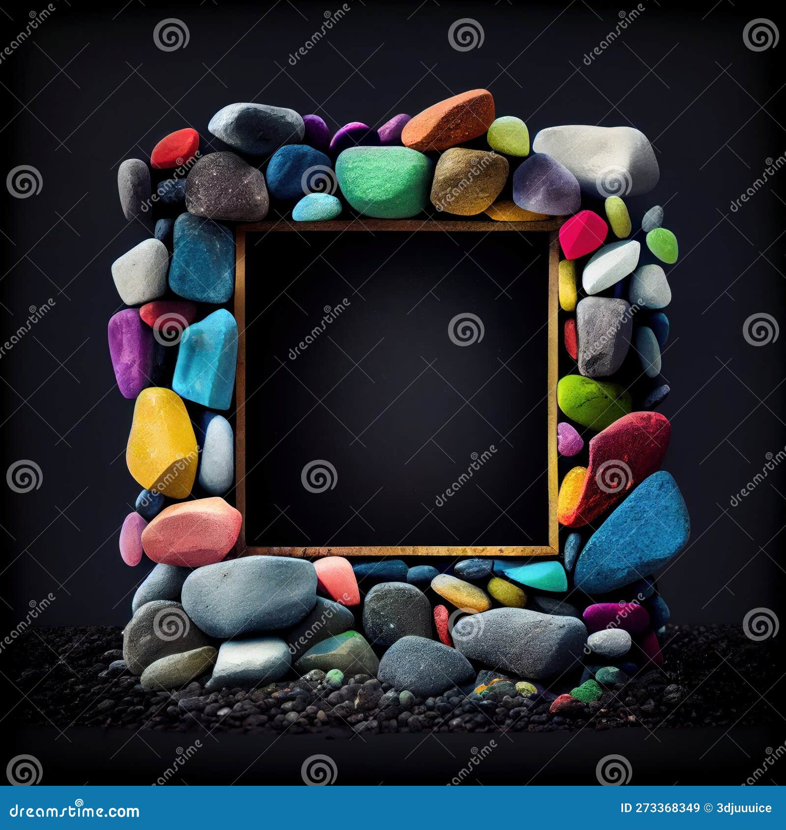 An Empty Colorful Pebbles Square Frame on Solid Background. Stock ...