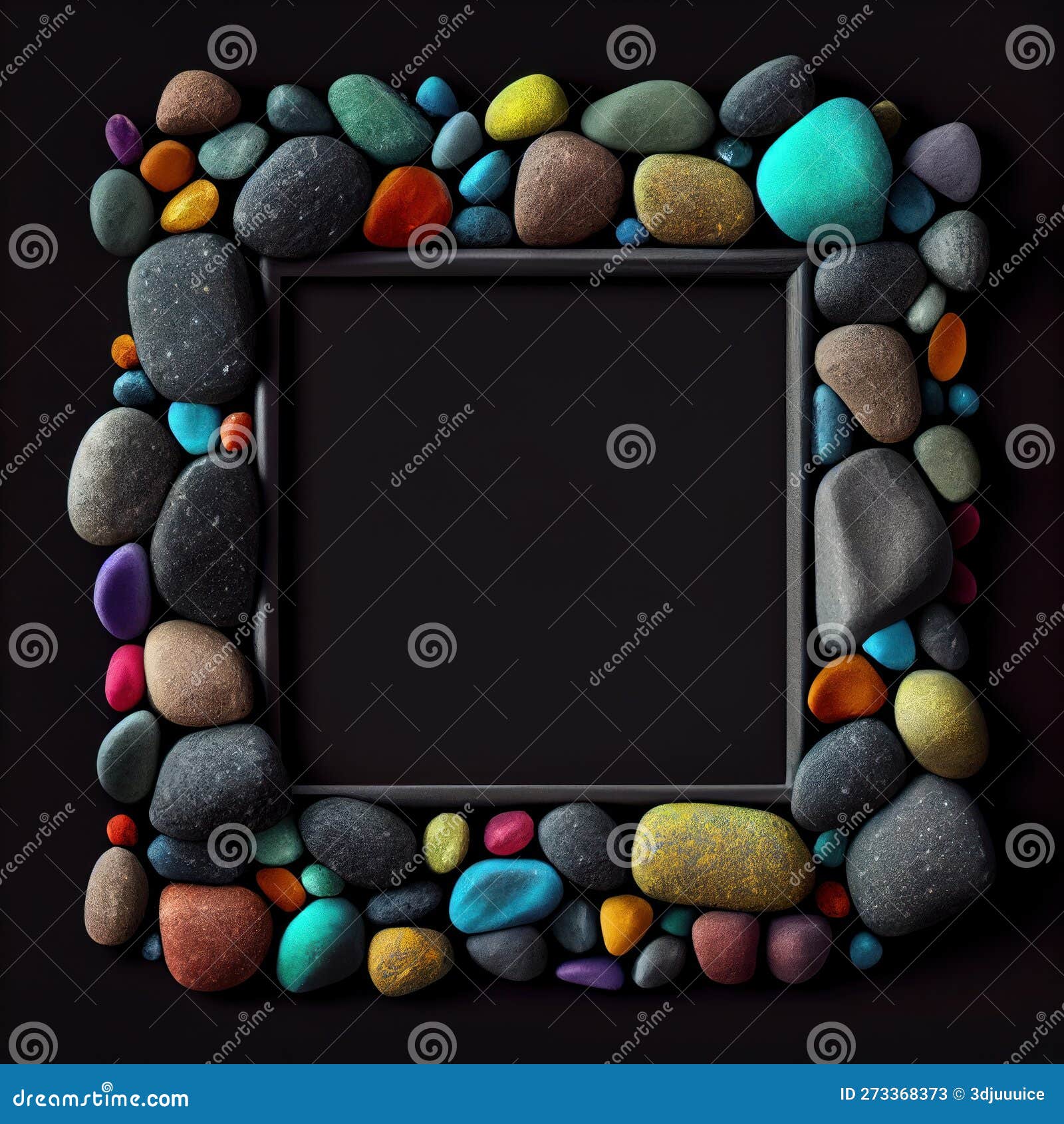 An Empty Colorful Pebbles Square Frame on Solid Background. Stock ...