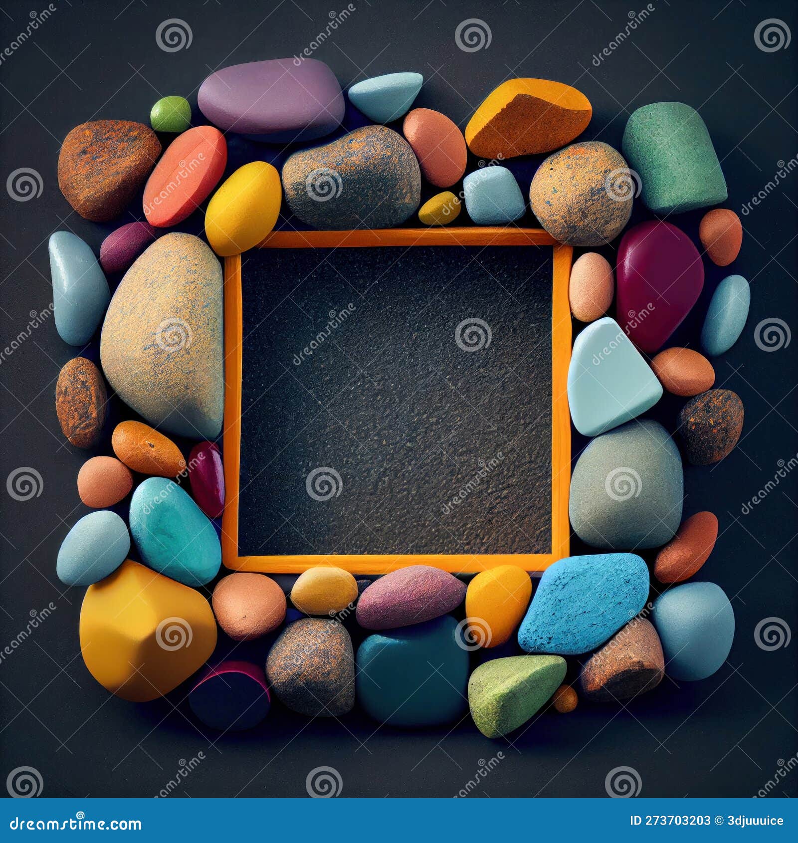 An Empty Colorful Pebbles Square Frame on Solid Background. Stock ...