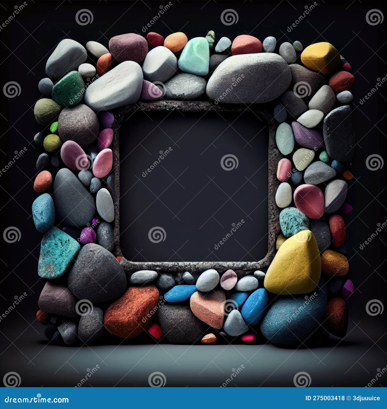 An Empty Colorful Pebbles Square Frame on Solid Background. Stock ...