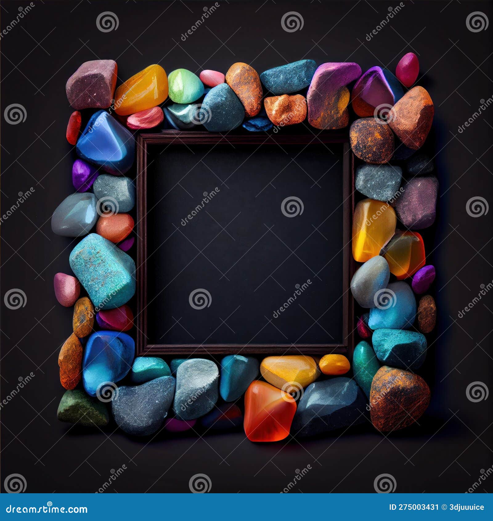 An Empty Colorful Pebbles Square Frame on Solid Background. Stock ...