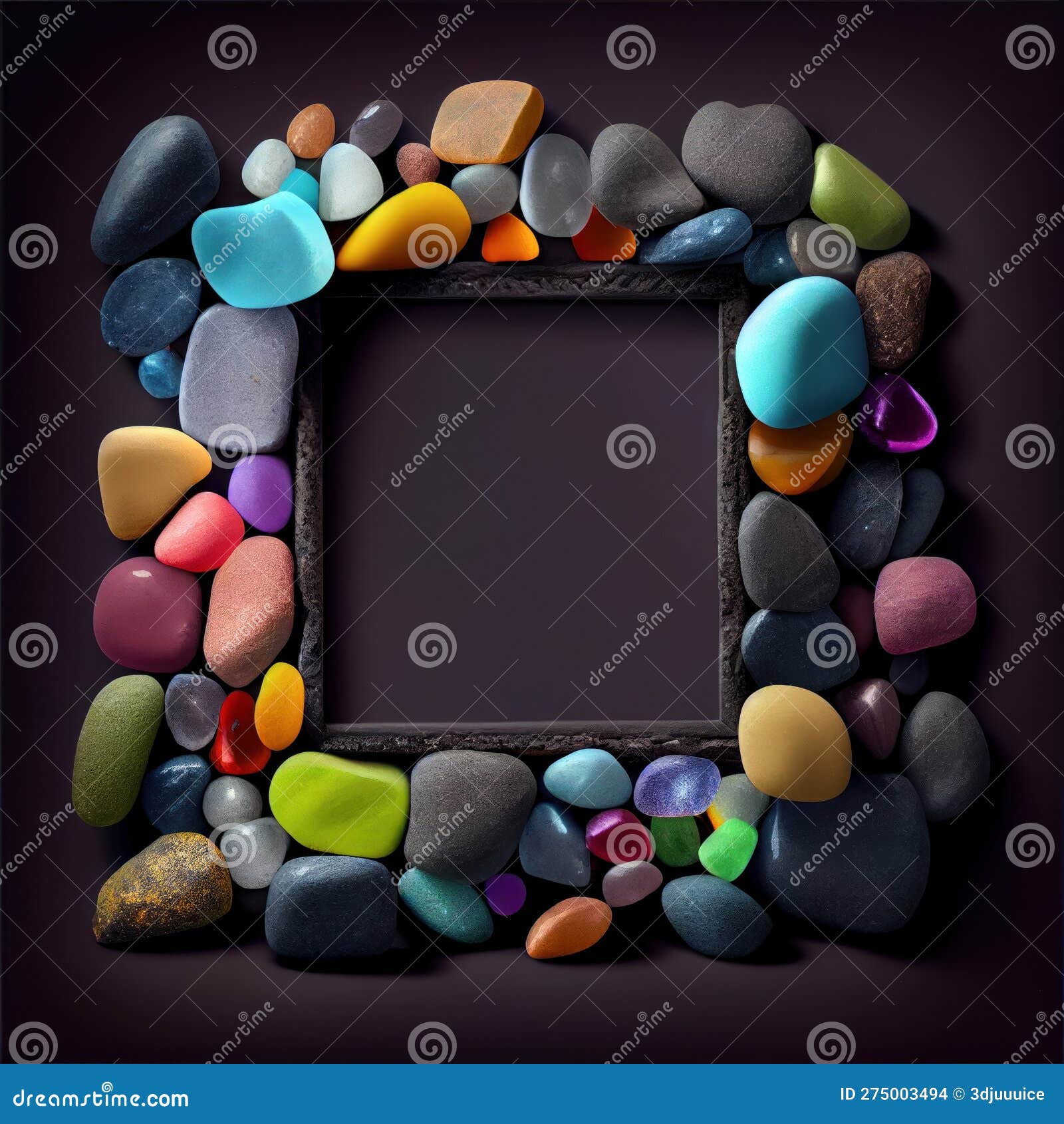 An Empty Colorful Pebbles Square Frame on Solid Background. Stock ...