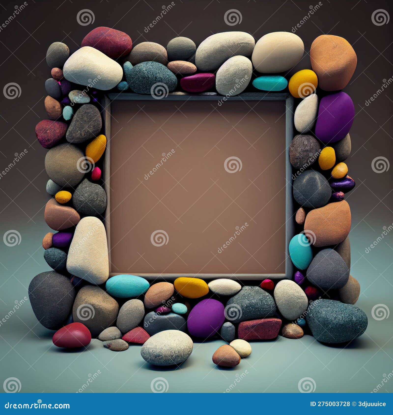 An Empty Colorful Pebbles Square Frame on Solid Background. Stock ...