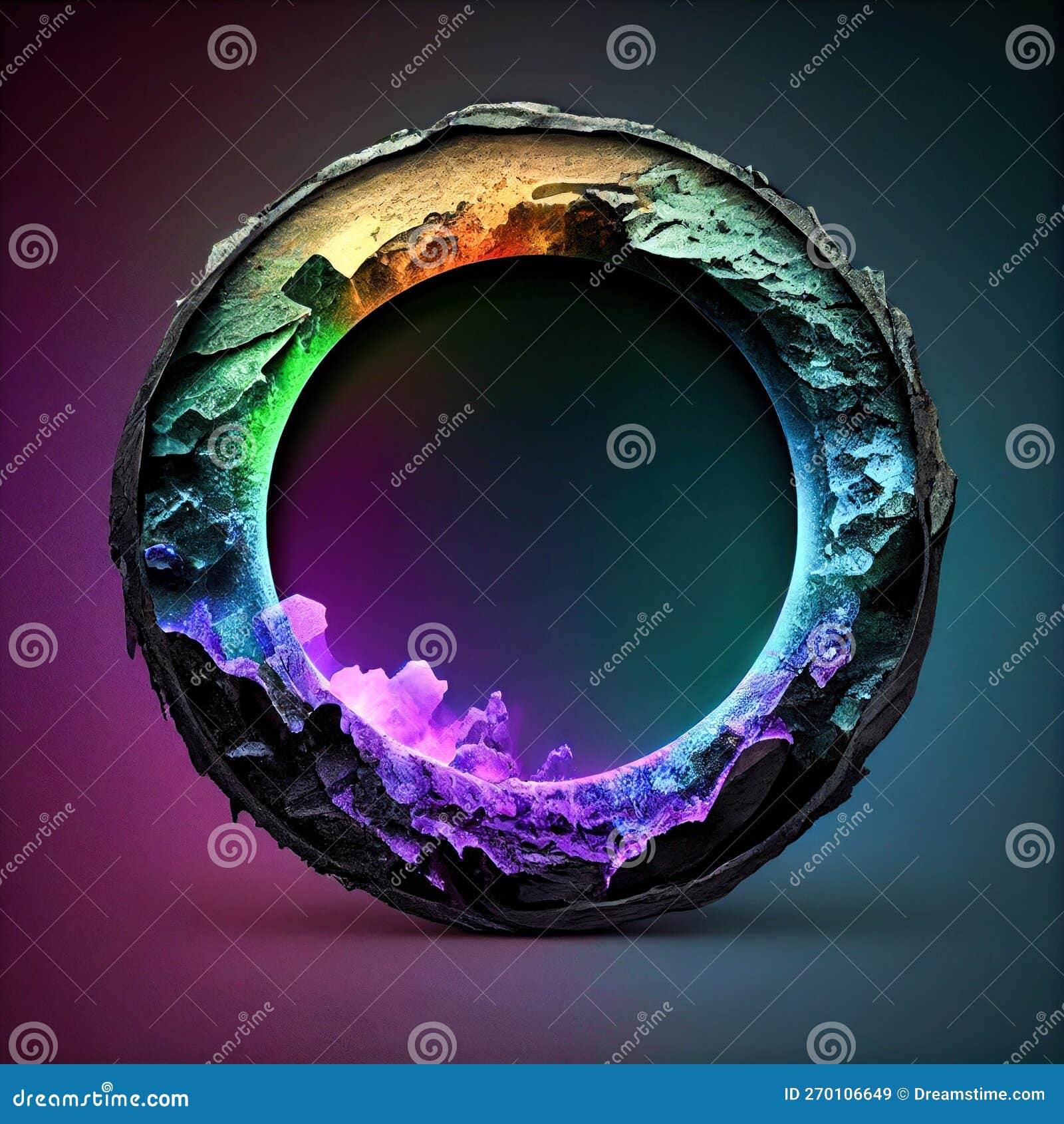 An Empty Colorful Stone Circle Frame on Solid Background. Stock ...