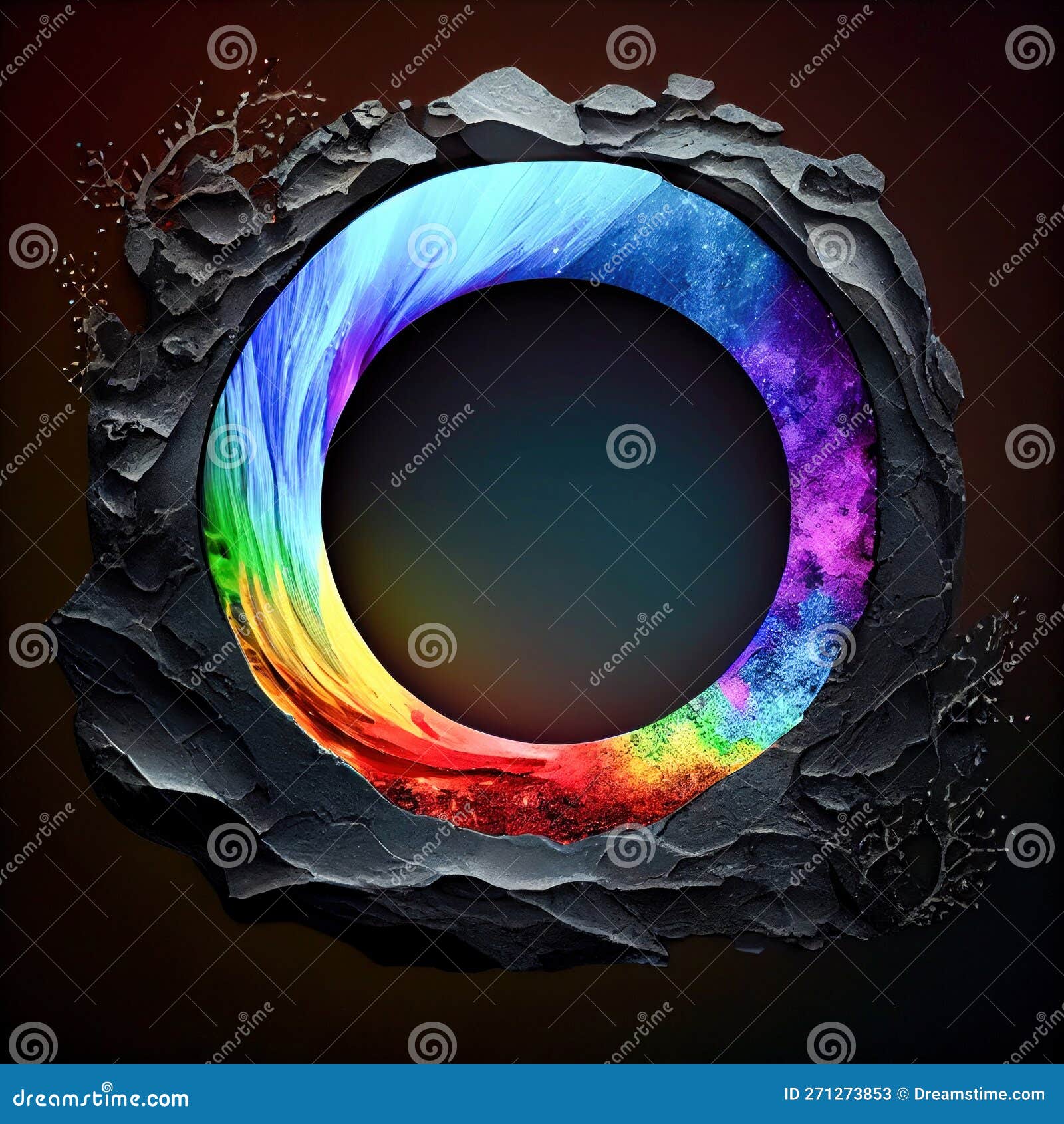An Empty Colorful Stone Circle Frame on Solid Background. Stock ...