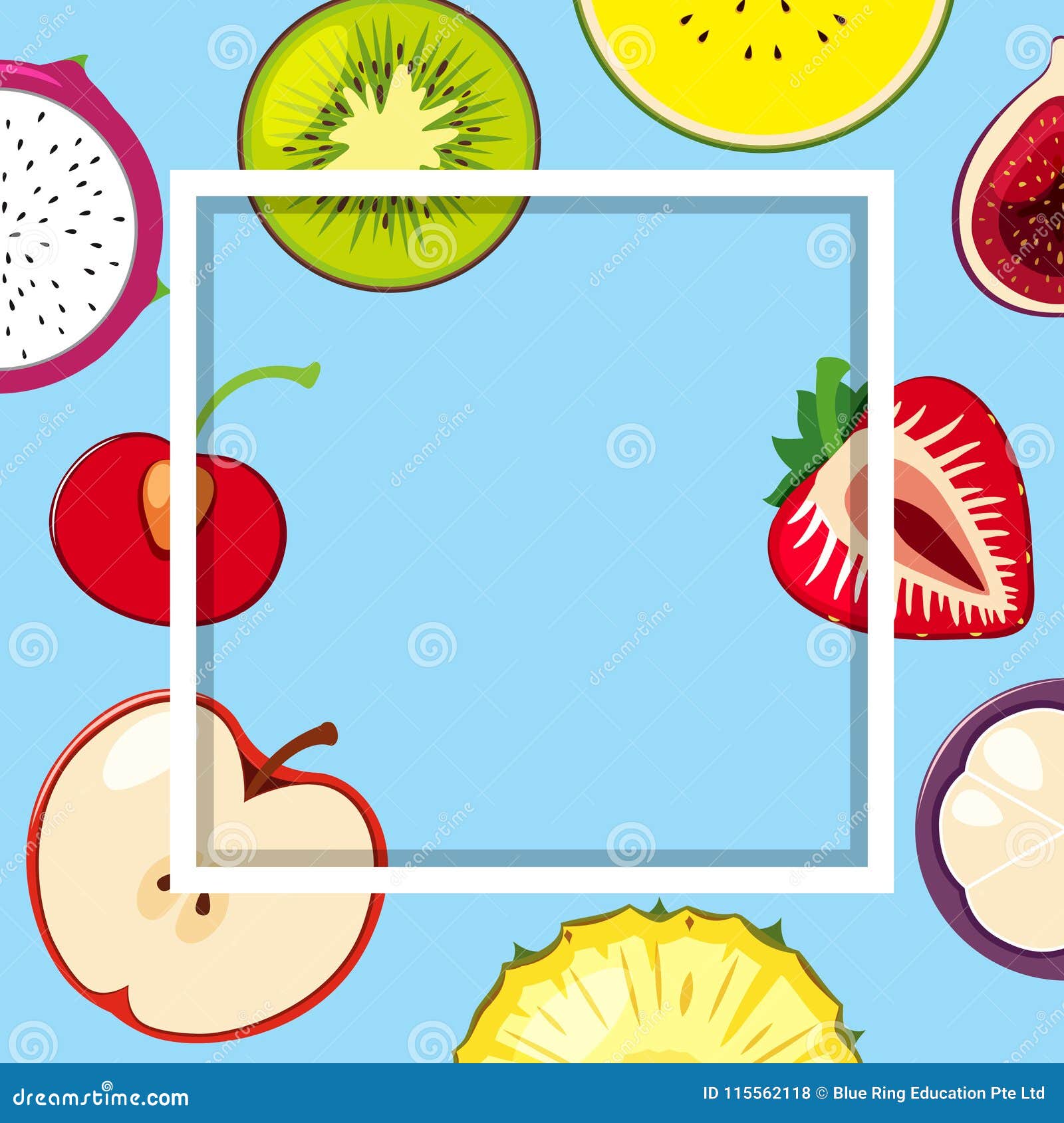 An Empty Colourful Fruit Frame Stock Illustration - Illustration of ...