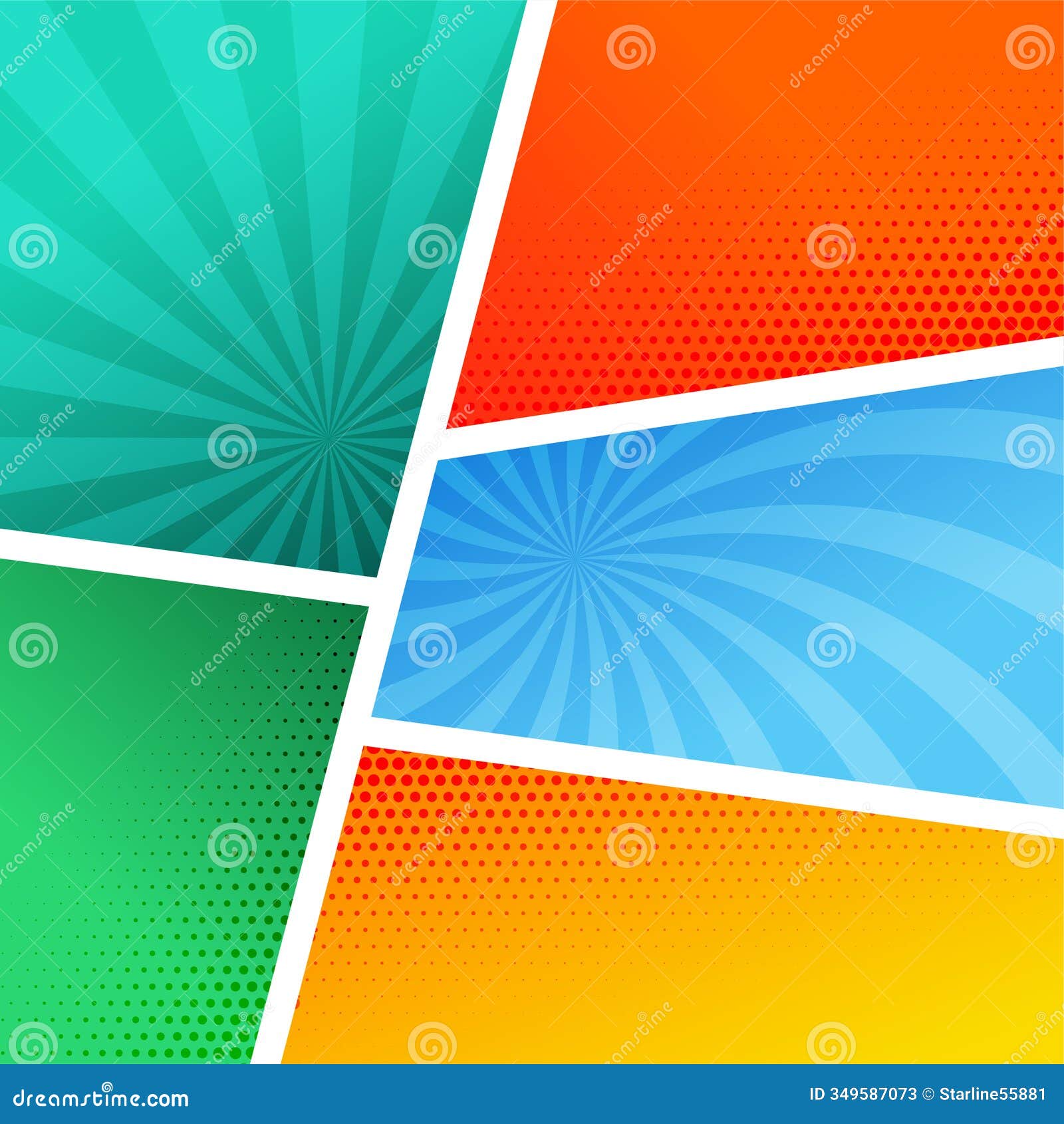 Empty Comic Book Page Template in Different Colors and Style Stock ...