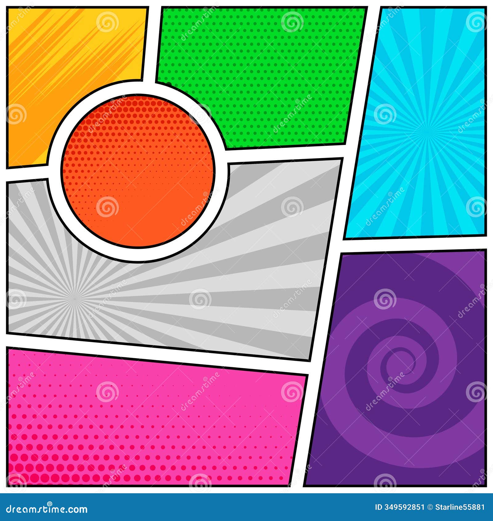 Empty Comic Book Pages Background Template Design Stock Vector ...