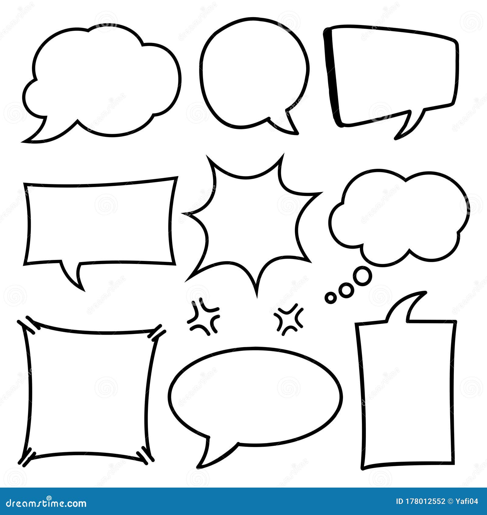 Empty Comic Bubbles and Elements Set Vector Stock Vector - Illustration ...