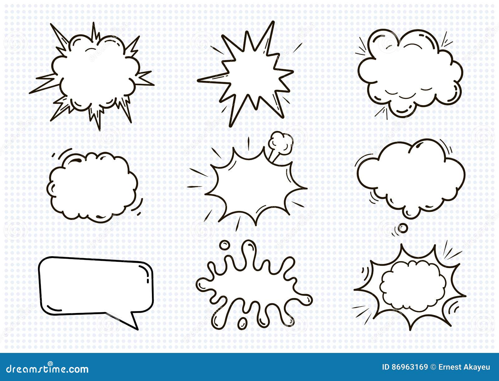 Empty Comic Sound Speech Bubbles Set Isolated On White Background ...