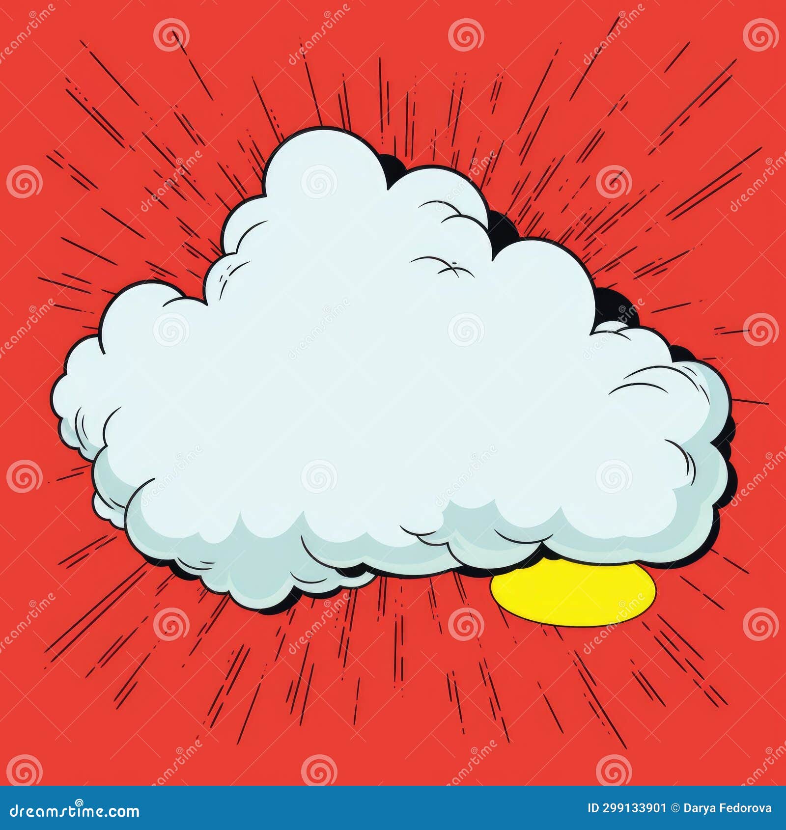 Empty Comic Speech Bubble in Form of Cloud and Rays on Red Background. Stock Illustration ...