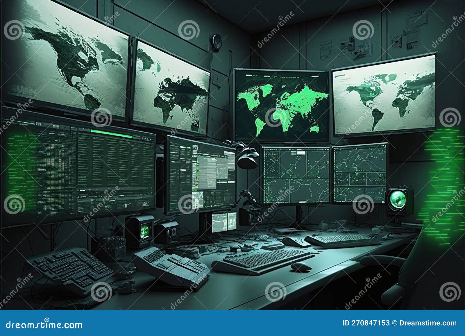 Empty Command Center Interior. Stock Illustration - Illustration of ...