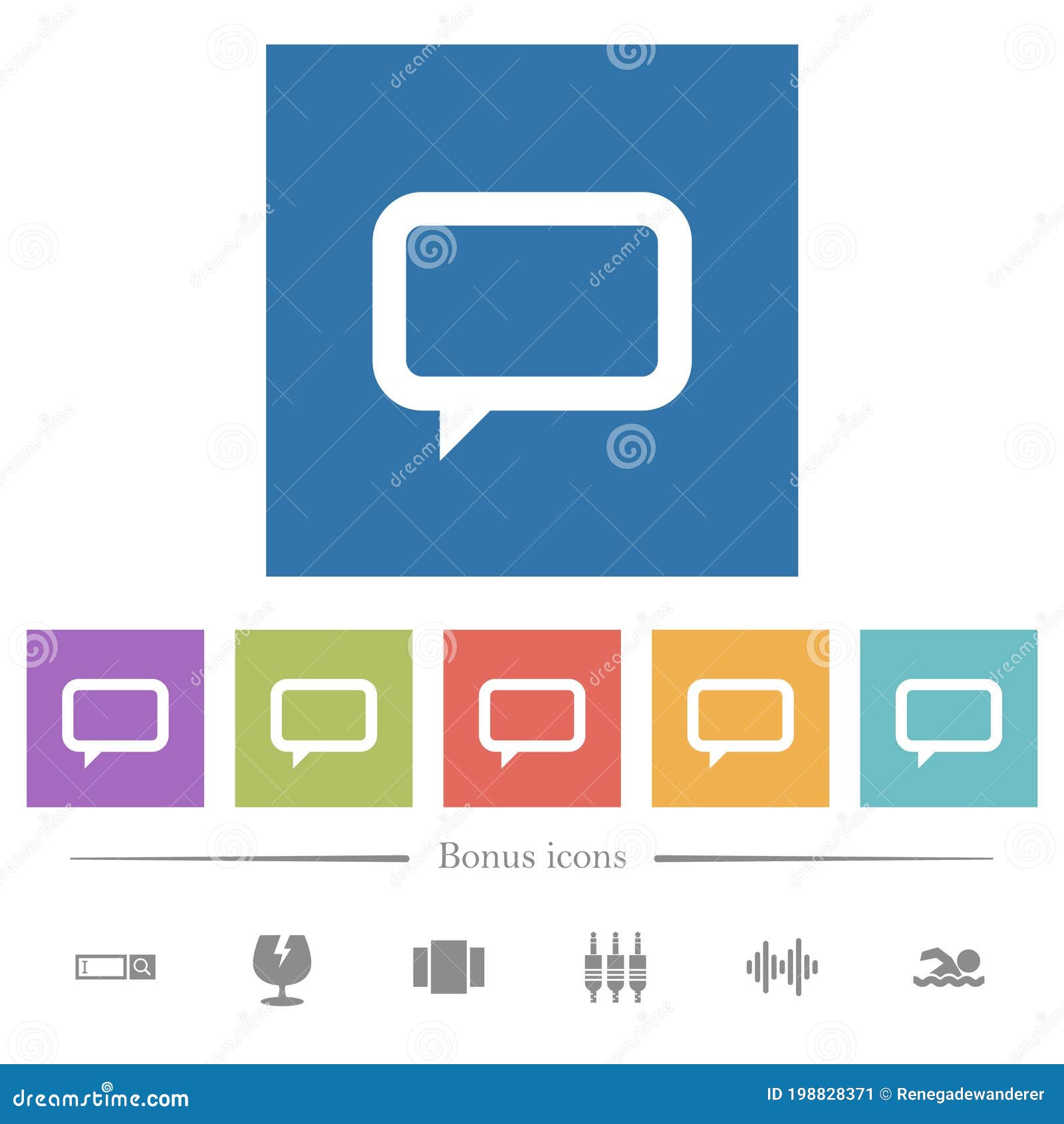 Empty Comment Bubble Flat White Icons in Square Backgrounds Stock ...