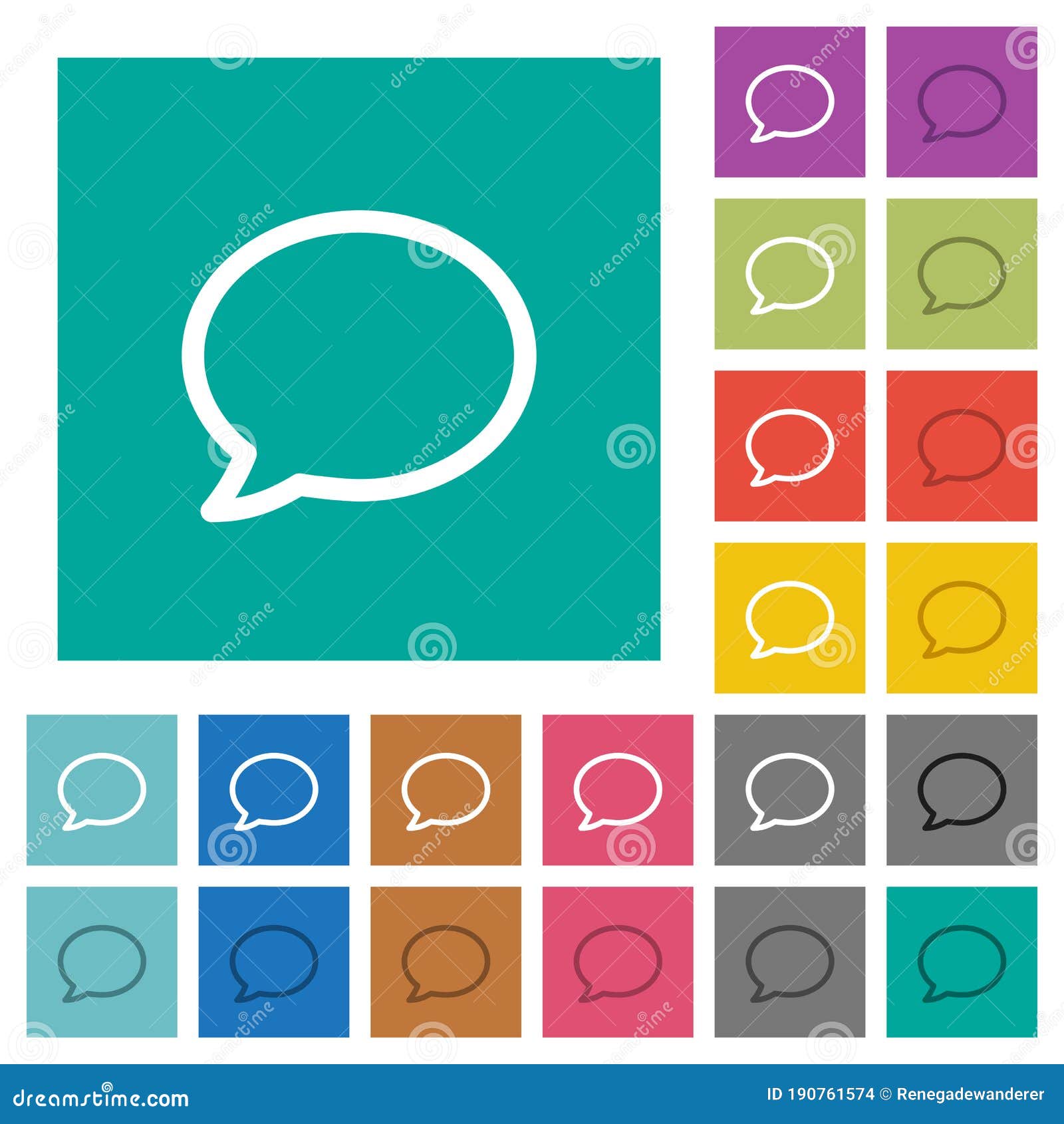 Empty Comment Bubble Square Flat Multi Colored Icons Stock Vector ...