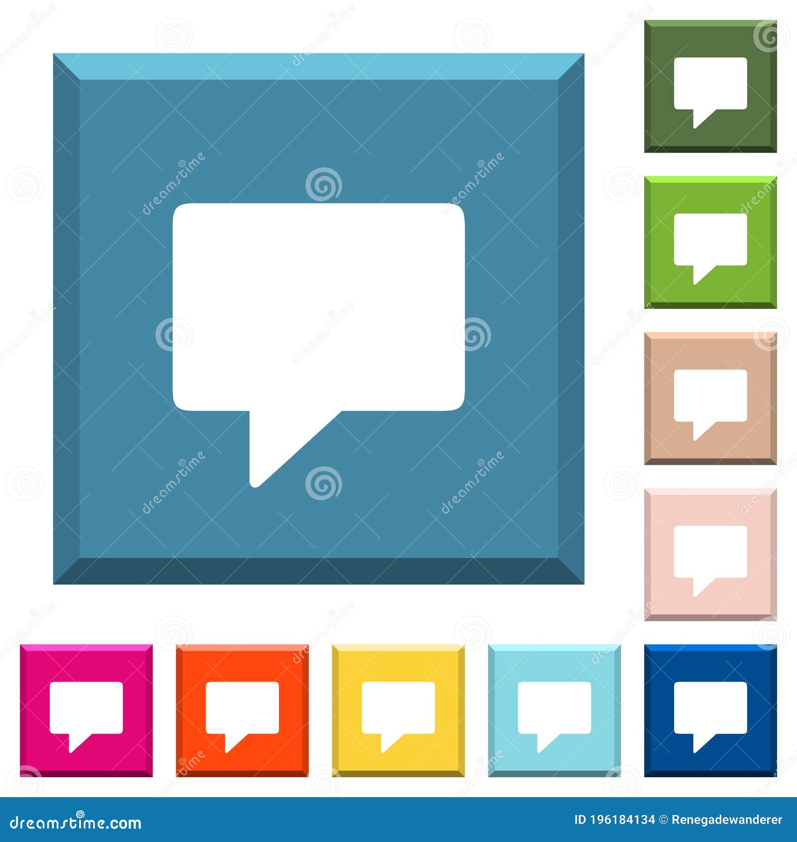 Empty Comment Bubble White Icons on Edged Square Buttons Stock Vector ...