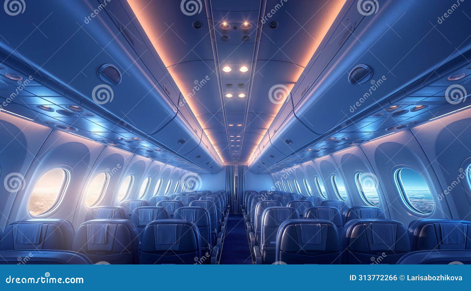 Empty Commercial Airplane Cabin Interior Stock Illustration ...