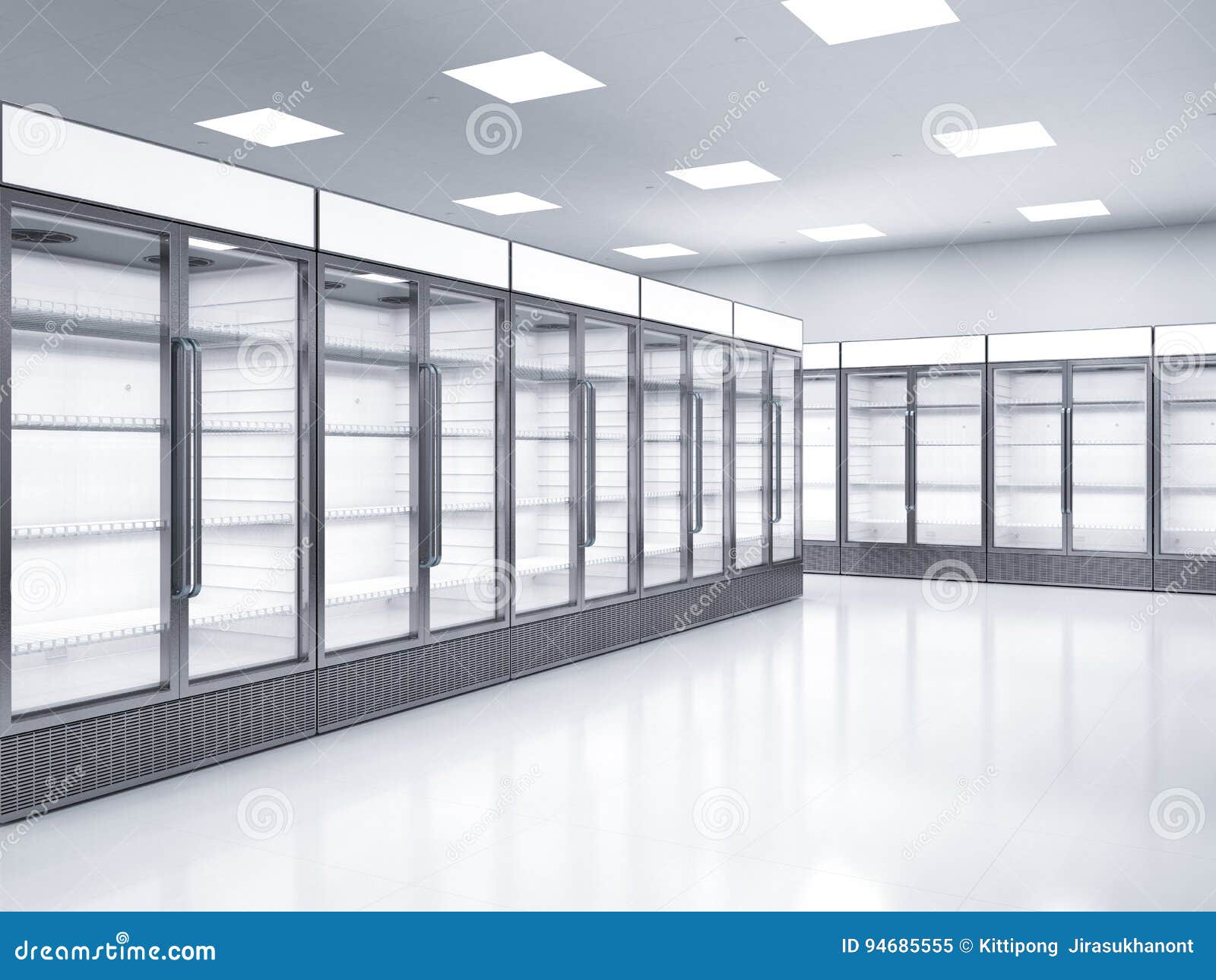 Empty Commercial Fridges in Store Stock Illustration - Illustration of ...