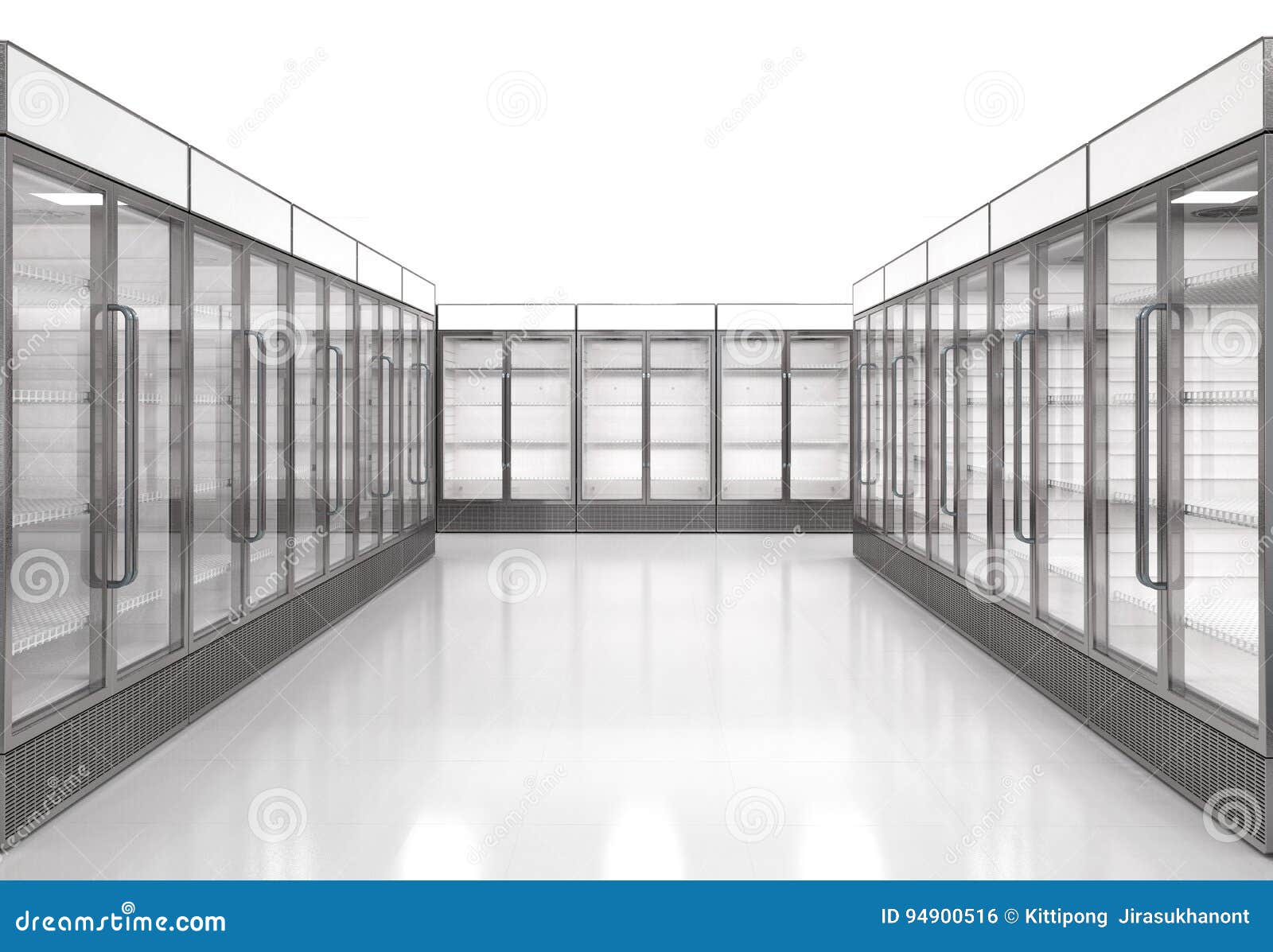 Empty Commercial Fridges in Store Stock Illustration - Illustration of ...
