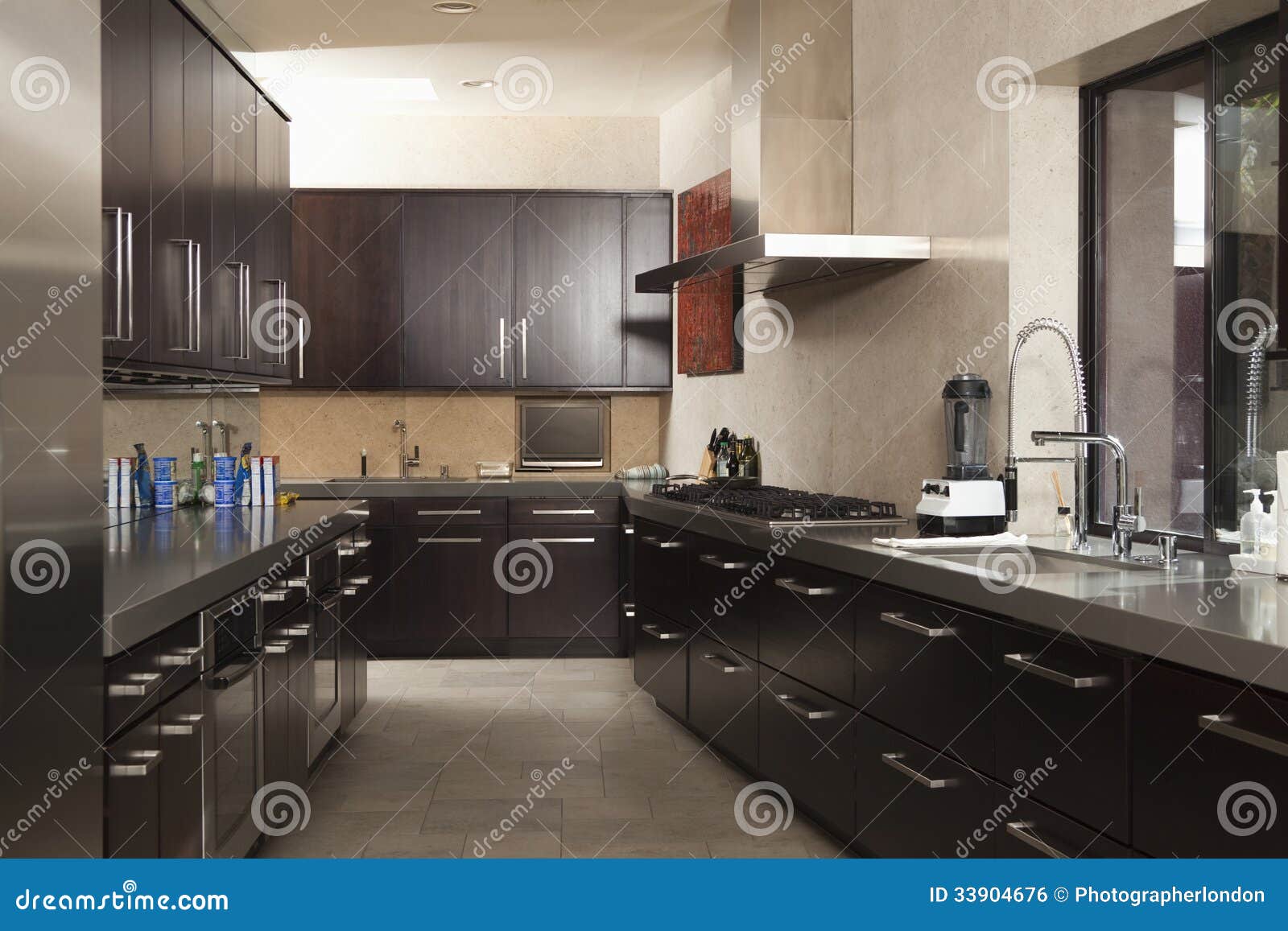 Empty Commercial Kitchen stock photo. Image of ventilation - 33904676