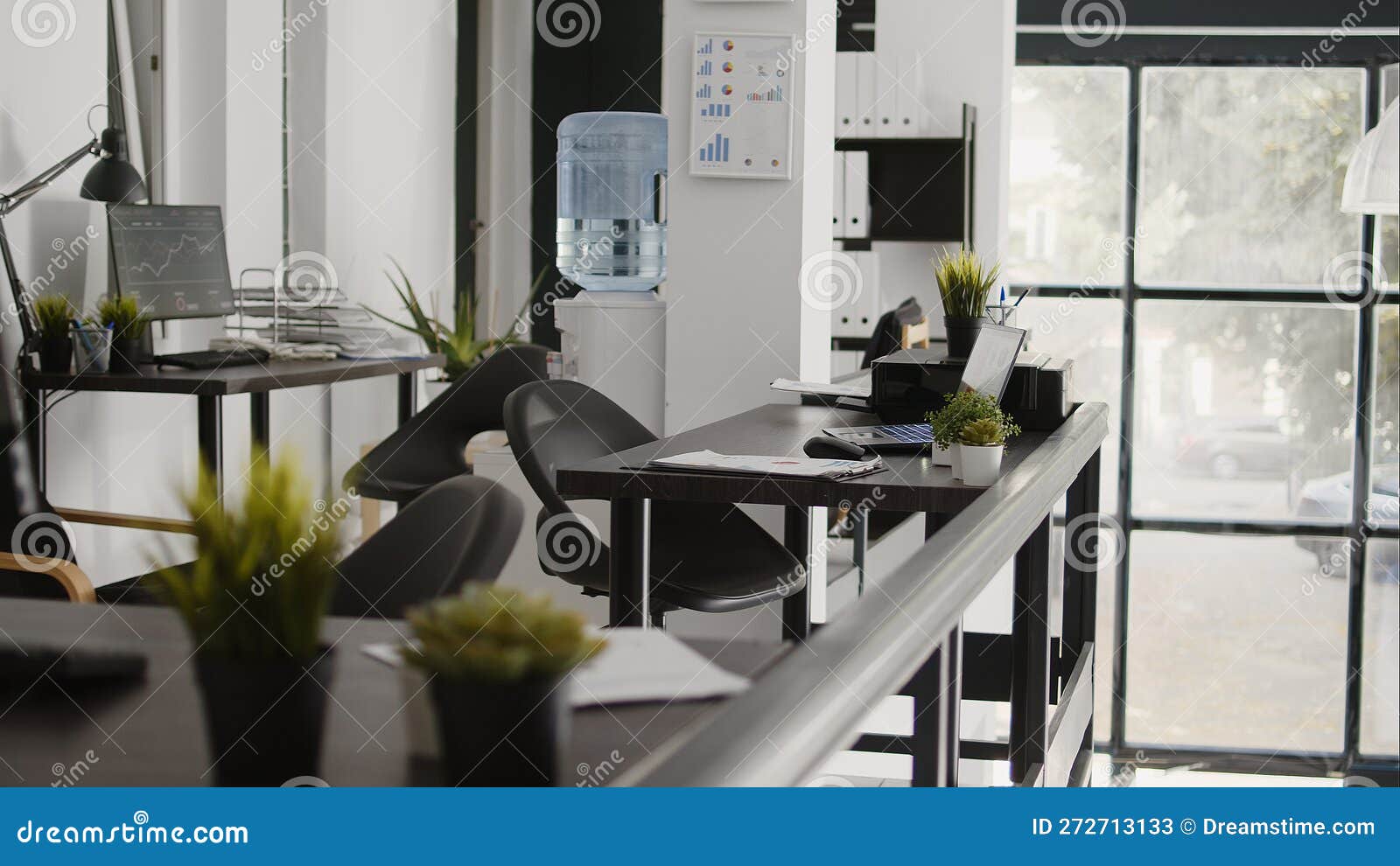 Empty Company Office with Workstation and Desk Stock Image - Image of ...