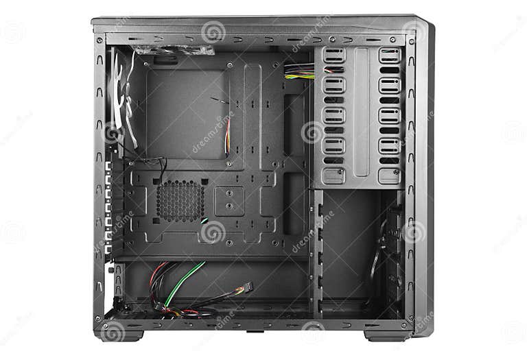 Empty computer case stock image. Image of black, cable - 26637199