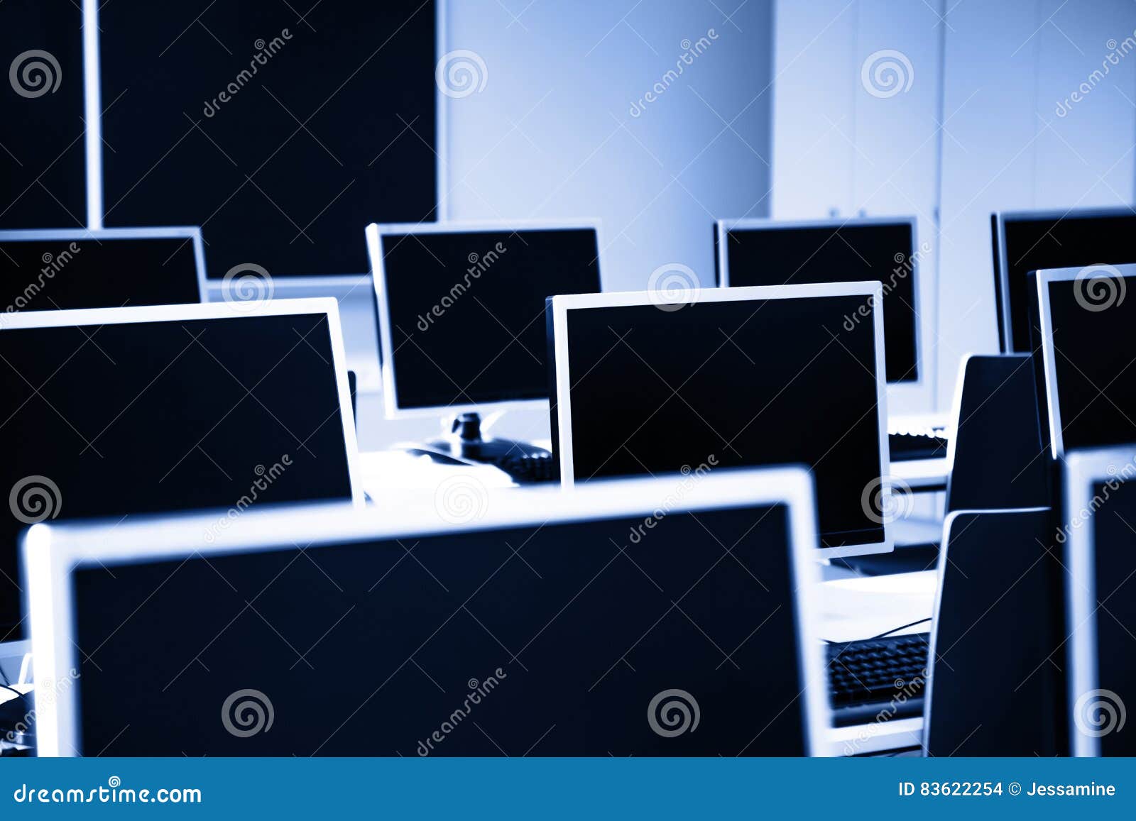 Empty computer classroom stock photo. Image of center - 83622254