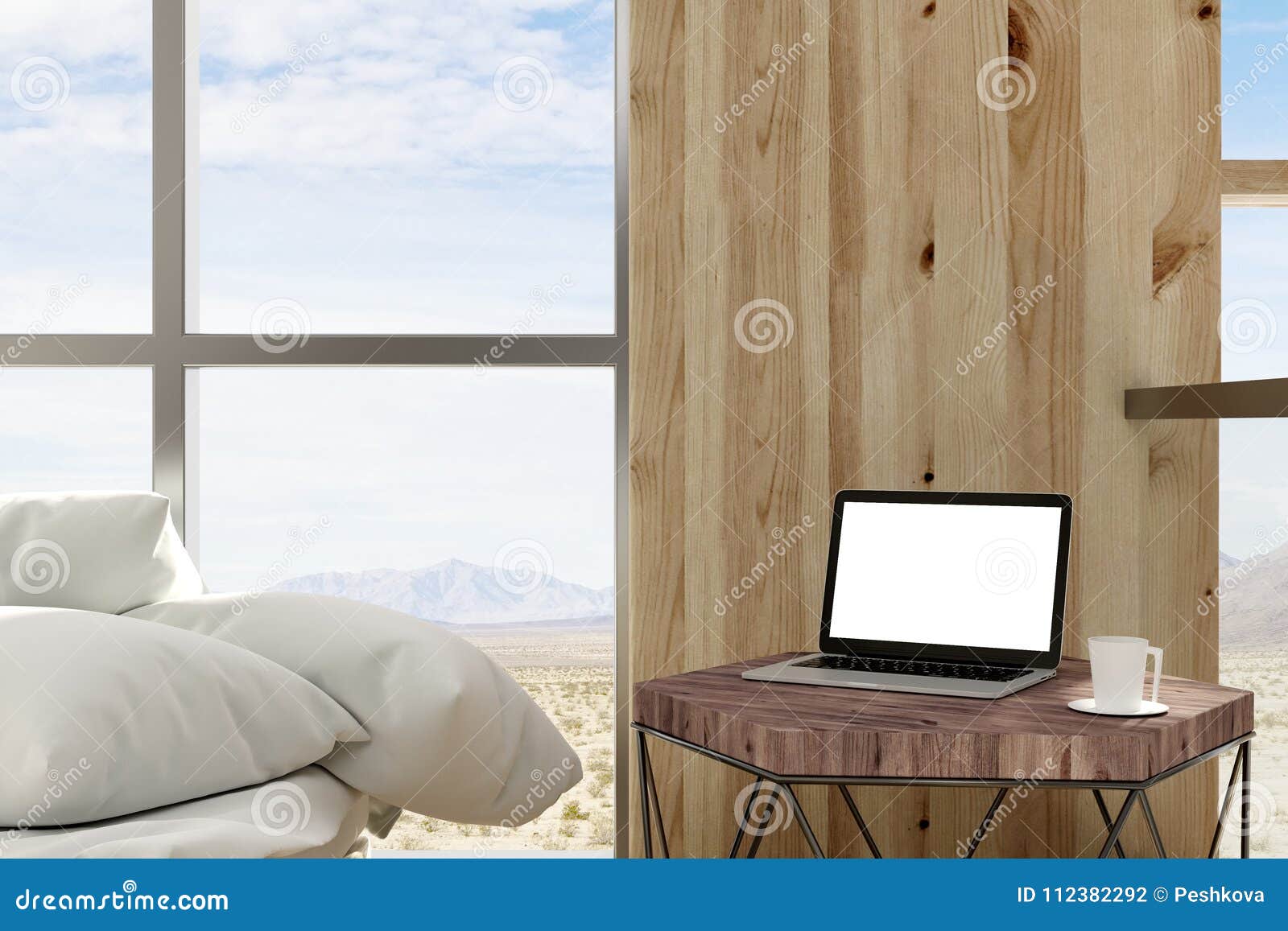 Empty Computer in Living Room Stock Photo - Image of pattern, decor ...