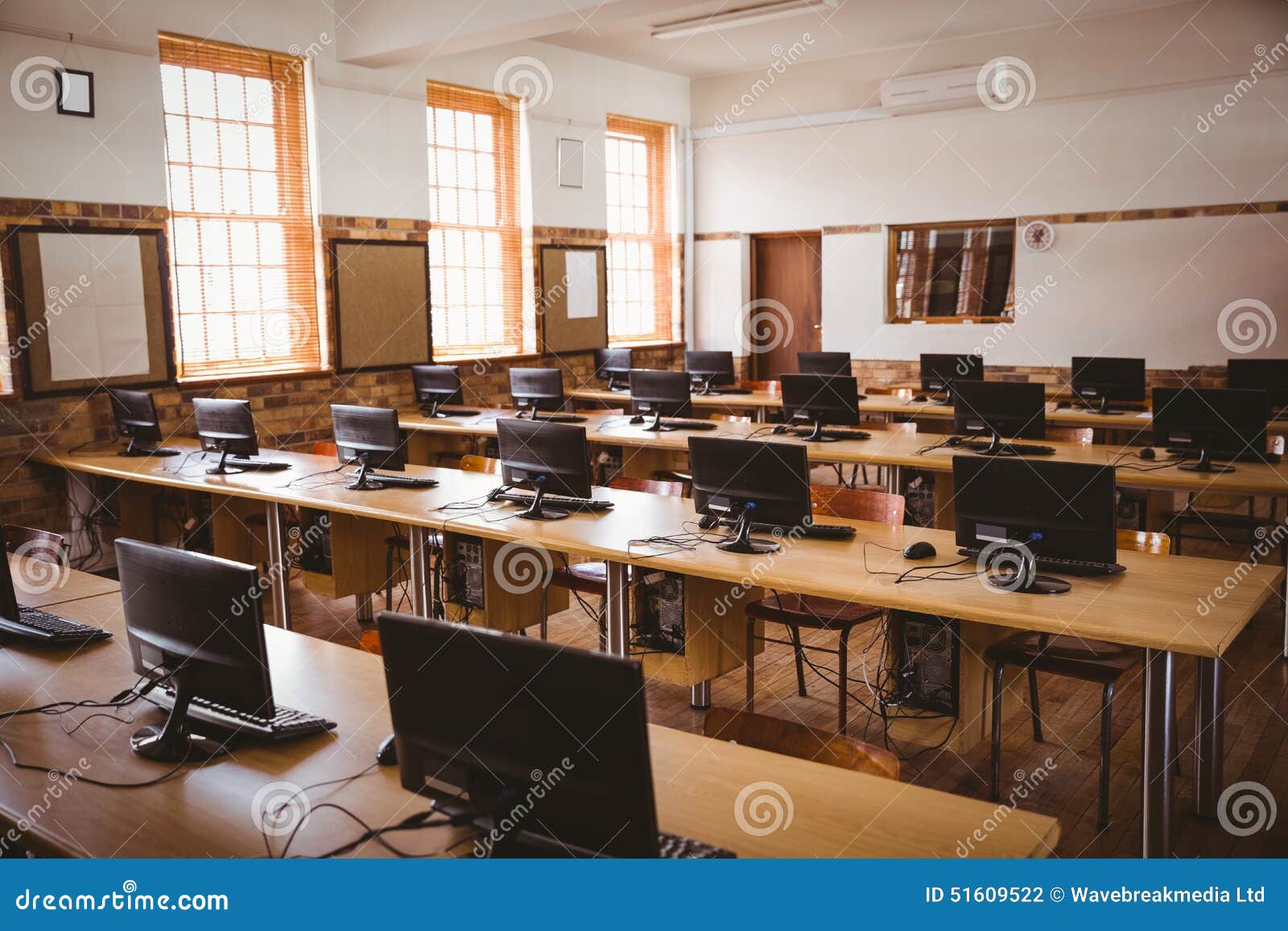 Empty computer room stock photo. Image of school, indoors - 51609522