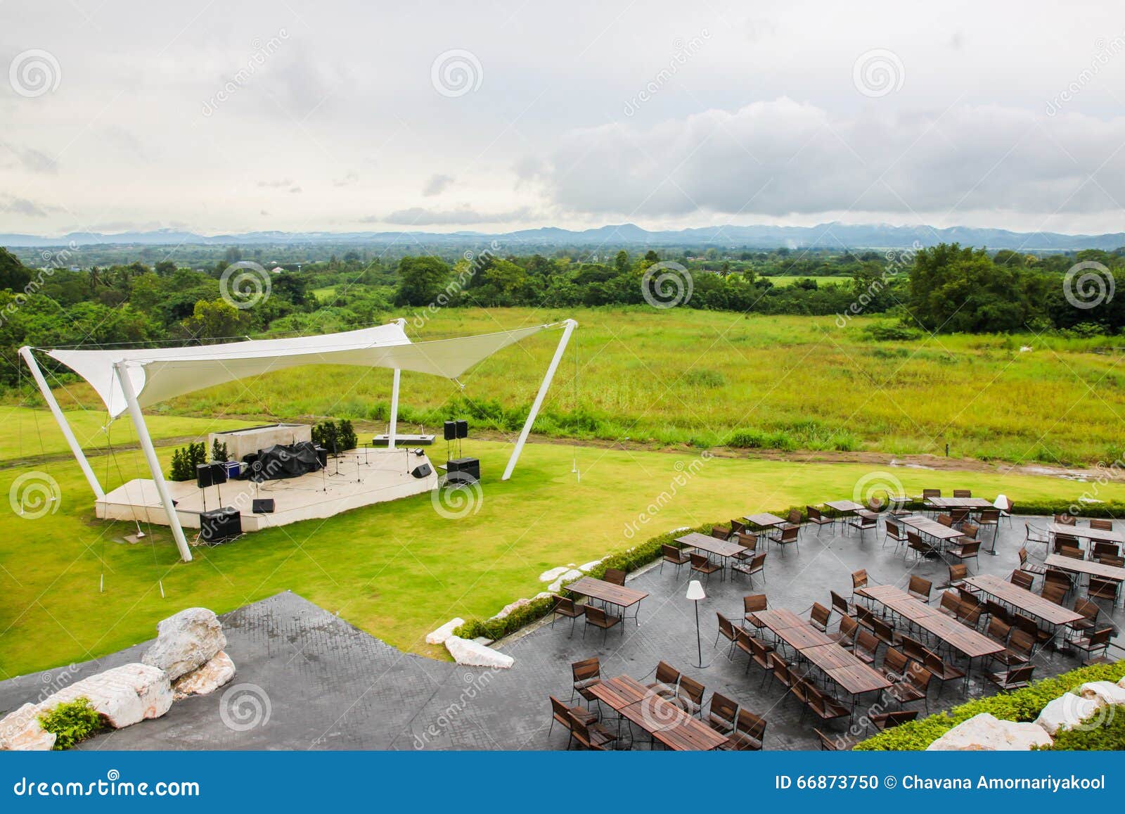Empty concert stage stock photo. Image of countryside - 66873750
