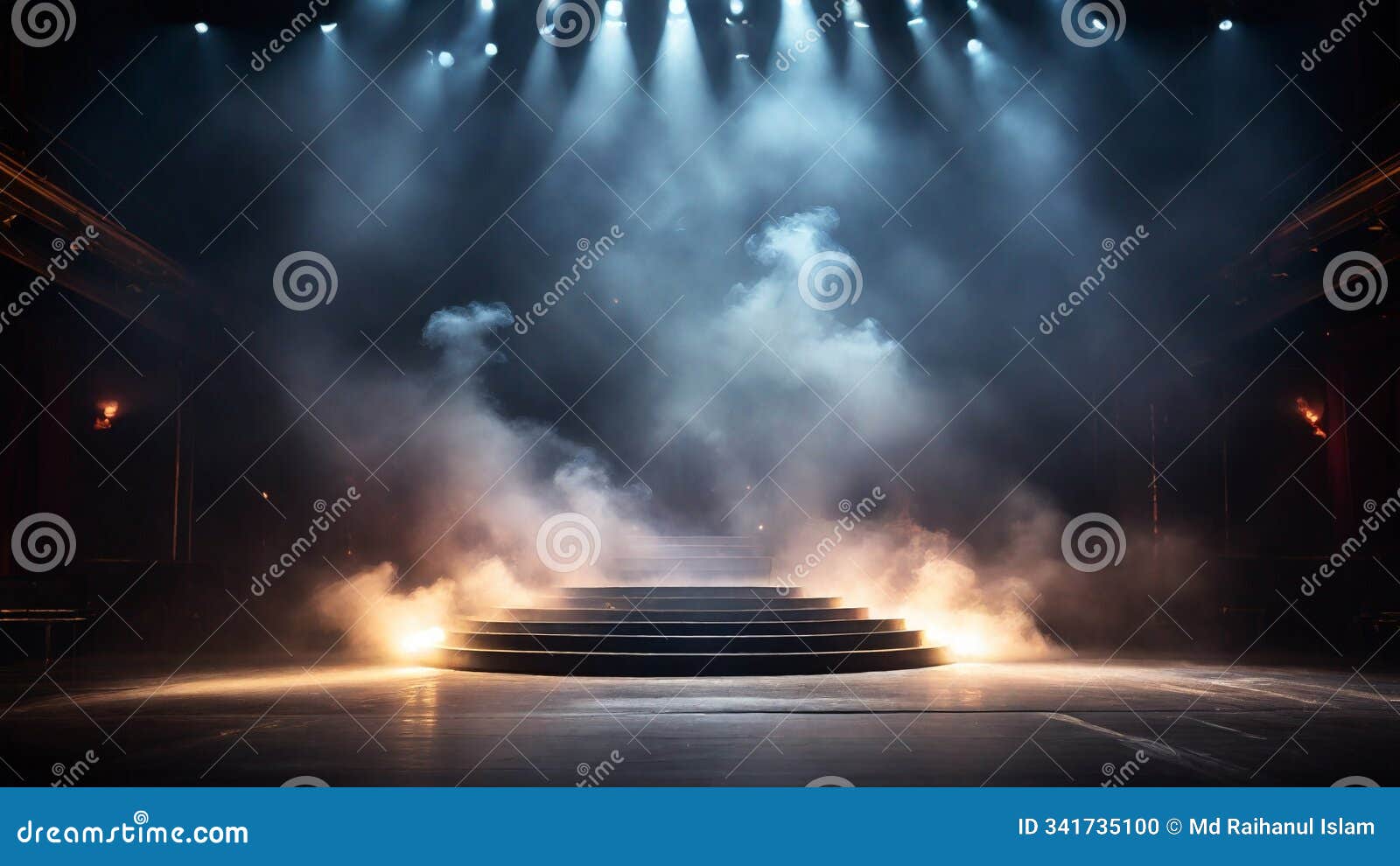 Empty Concert Stage with Spotlights and Smoke – Dramatic Performance ...