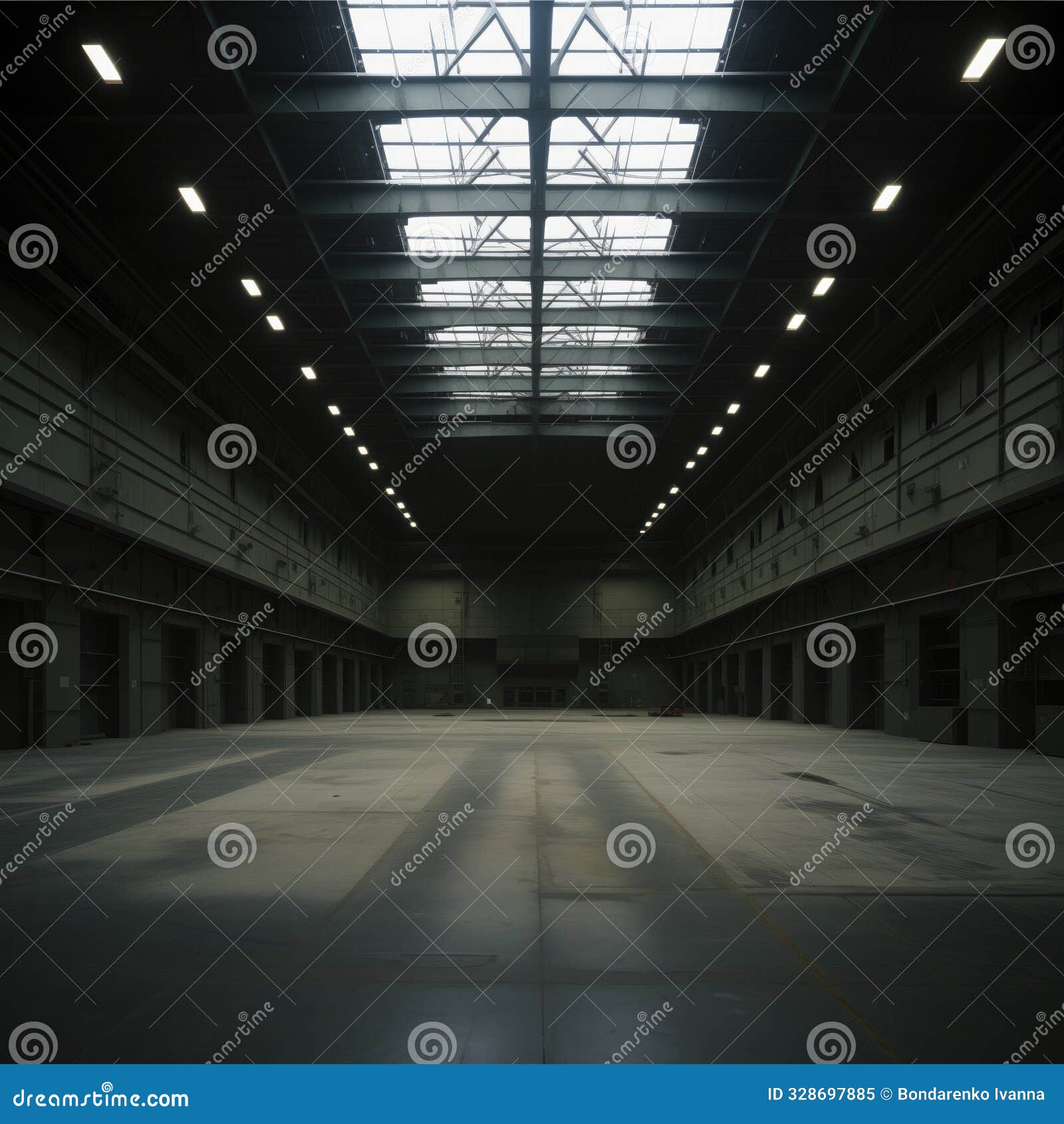 Empty Concrete Basement with Lateral Lights, Interior Concept ...