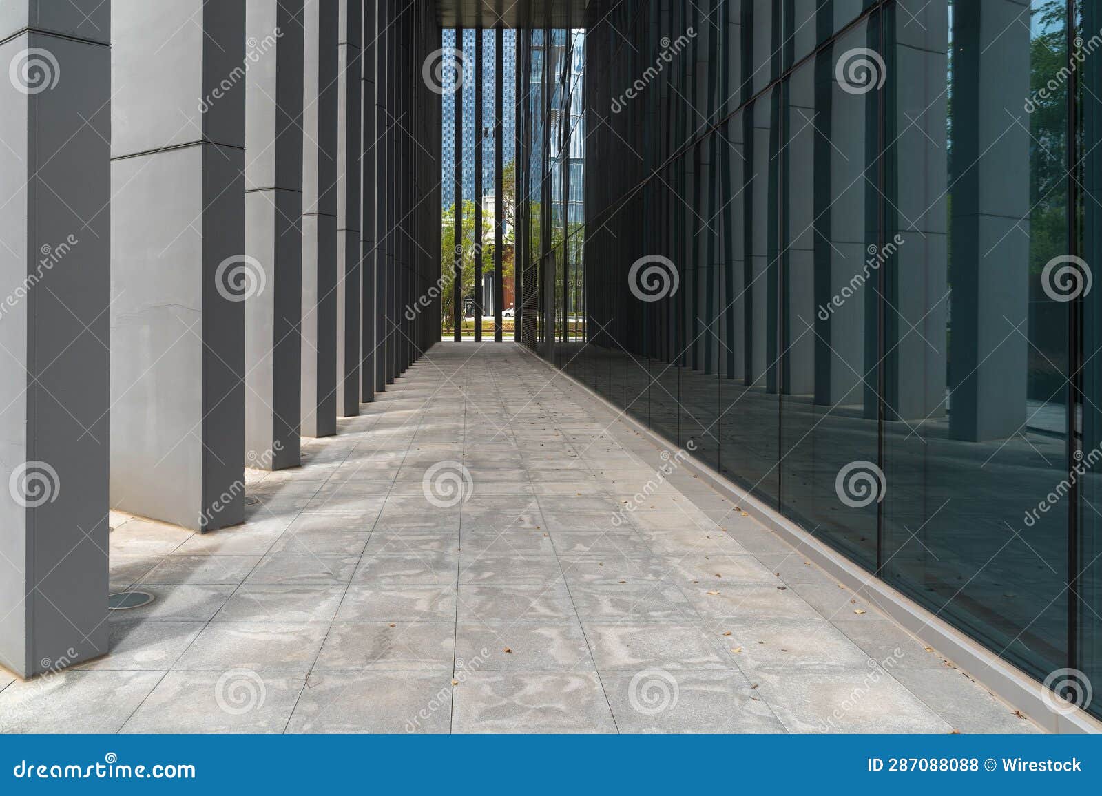 Empty Concrete Floor and Corridor of Modern Building in the Downtown ...