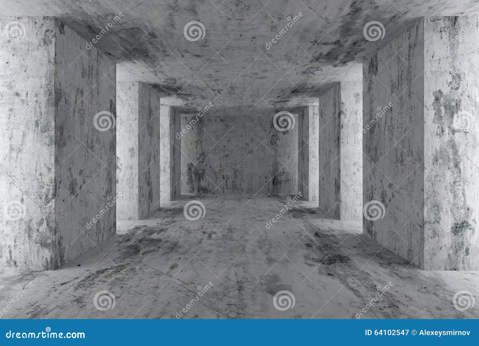 Empty Concrete Hall with Concrete Columns Stock Illustration ...