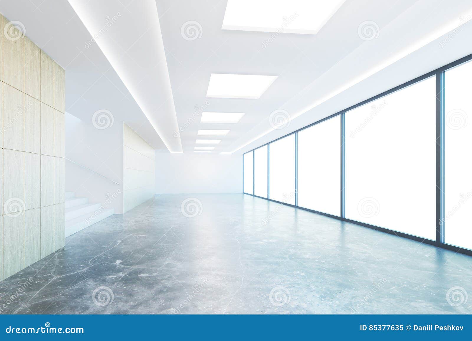 Empty concrete hallway stock illustration. Illustration of office ...