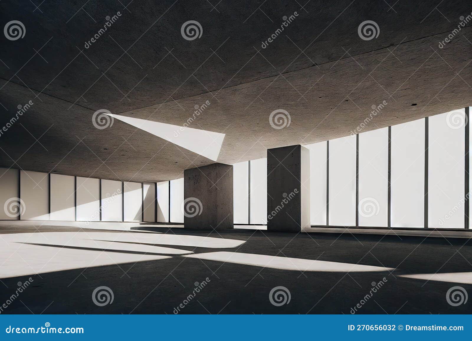 Empty Concrete Open Space Interior with Sunlight. Stock Illustration ...