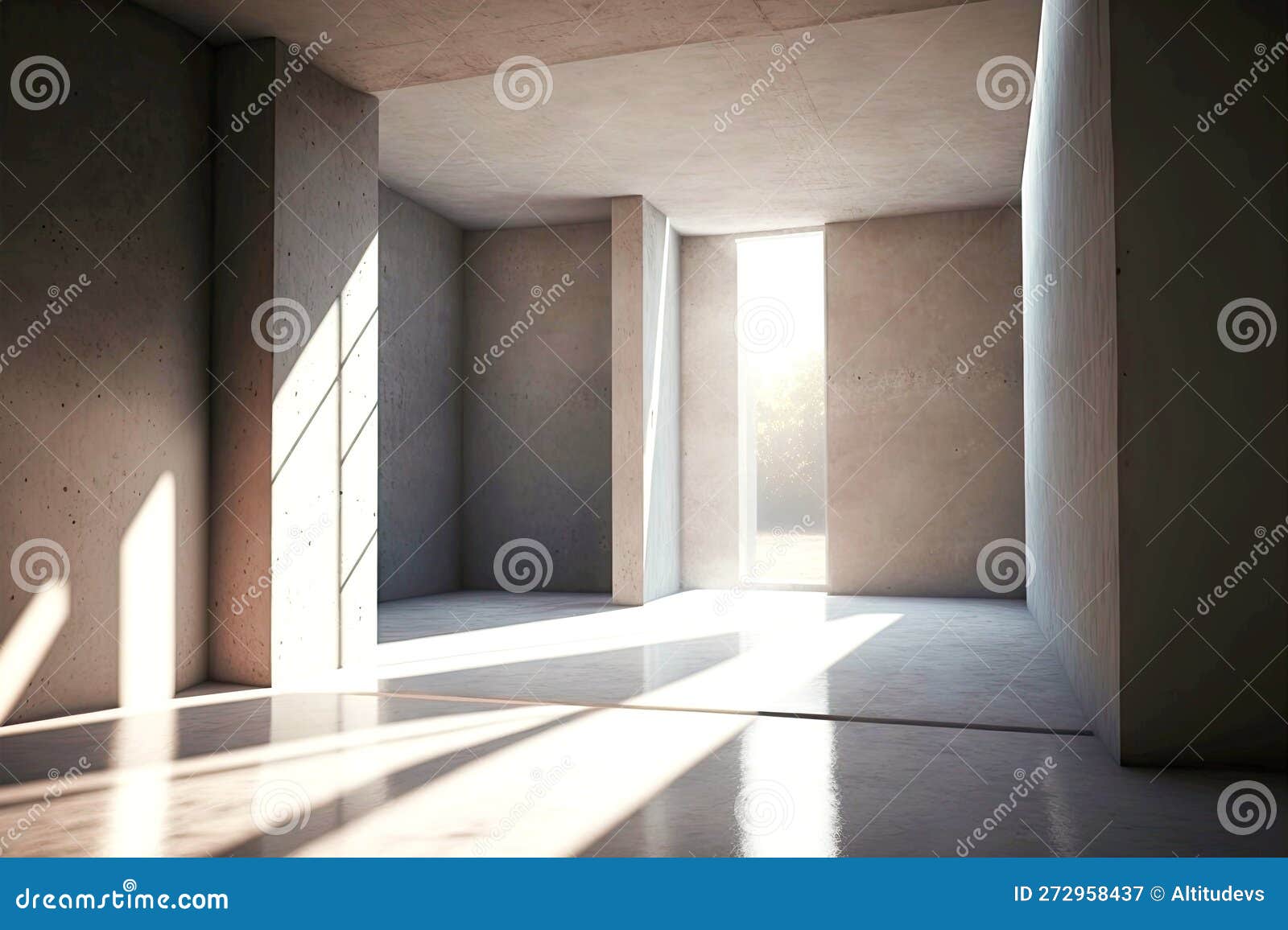 Empty Concrete Open Space Interior with Sunlight Stock Image - Image of ...