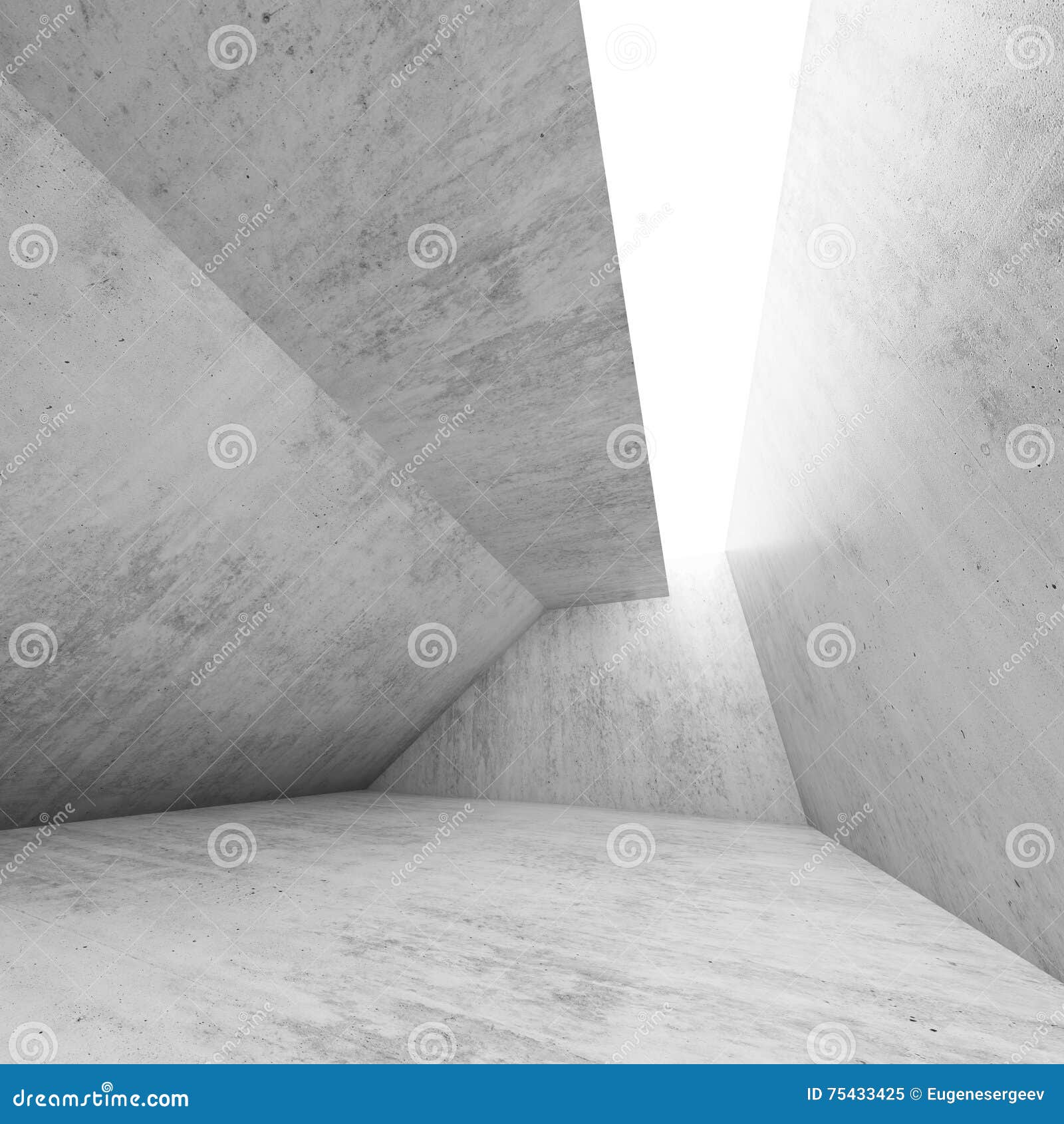 Empty Concrete Room with White Lighting in Ceiling 3d Stock ...