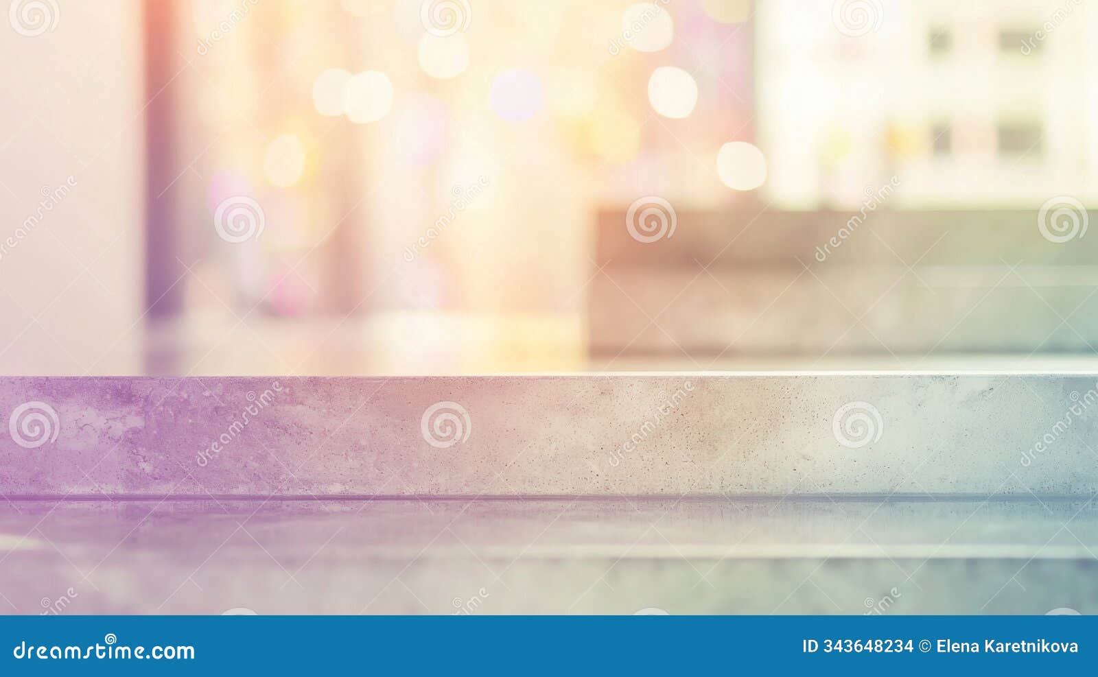 Empty Concrete Table Top with Blurred Brightly Lit Shop Interior ...