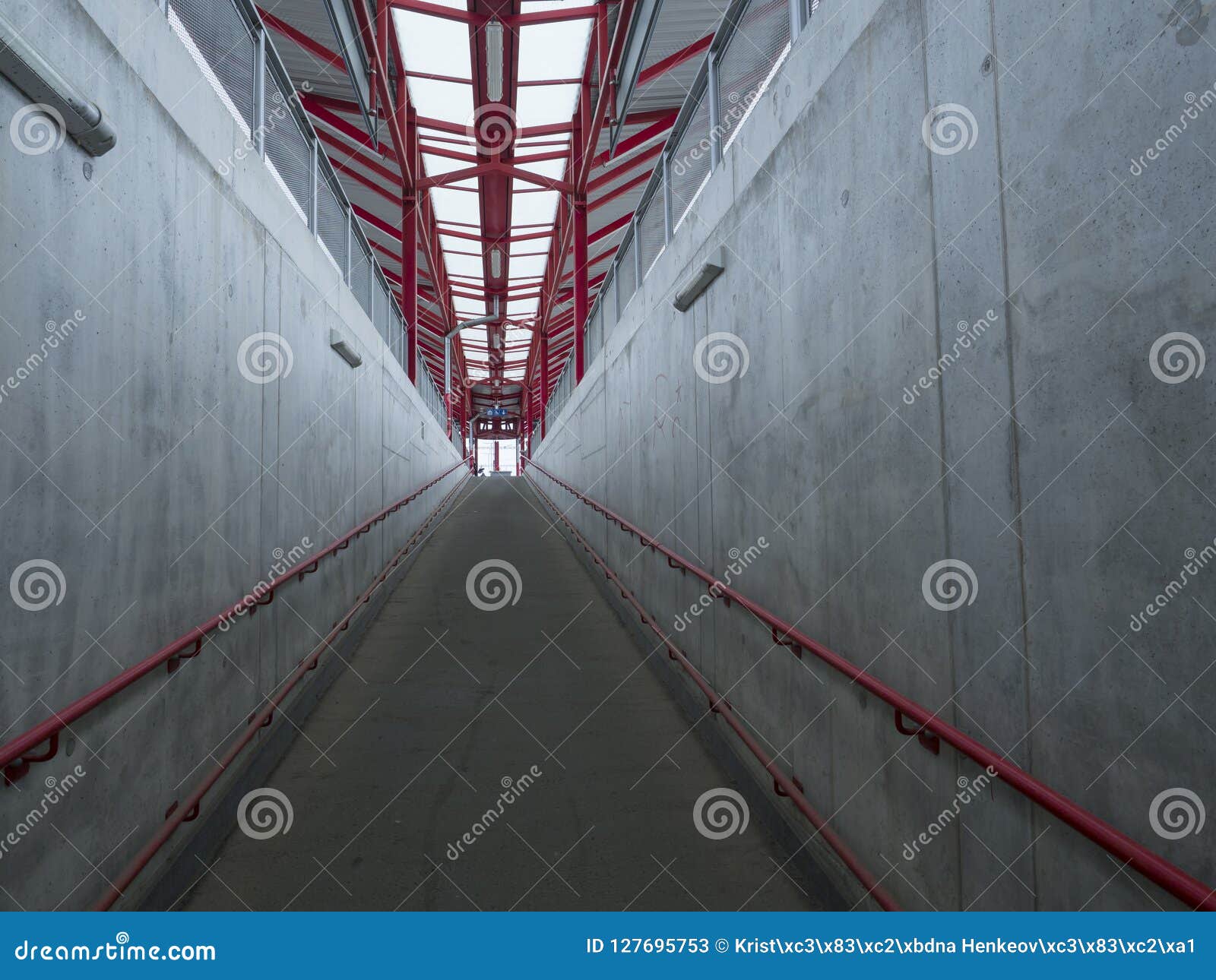 Empty Concrete Undergound Passage Platform Subway on Train Station ...