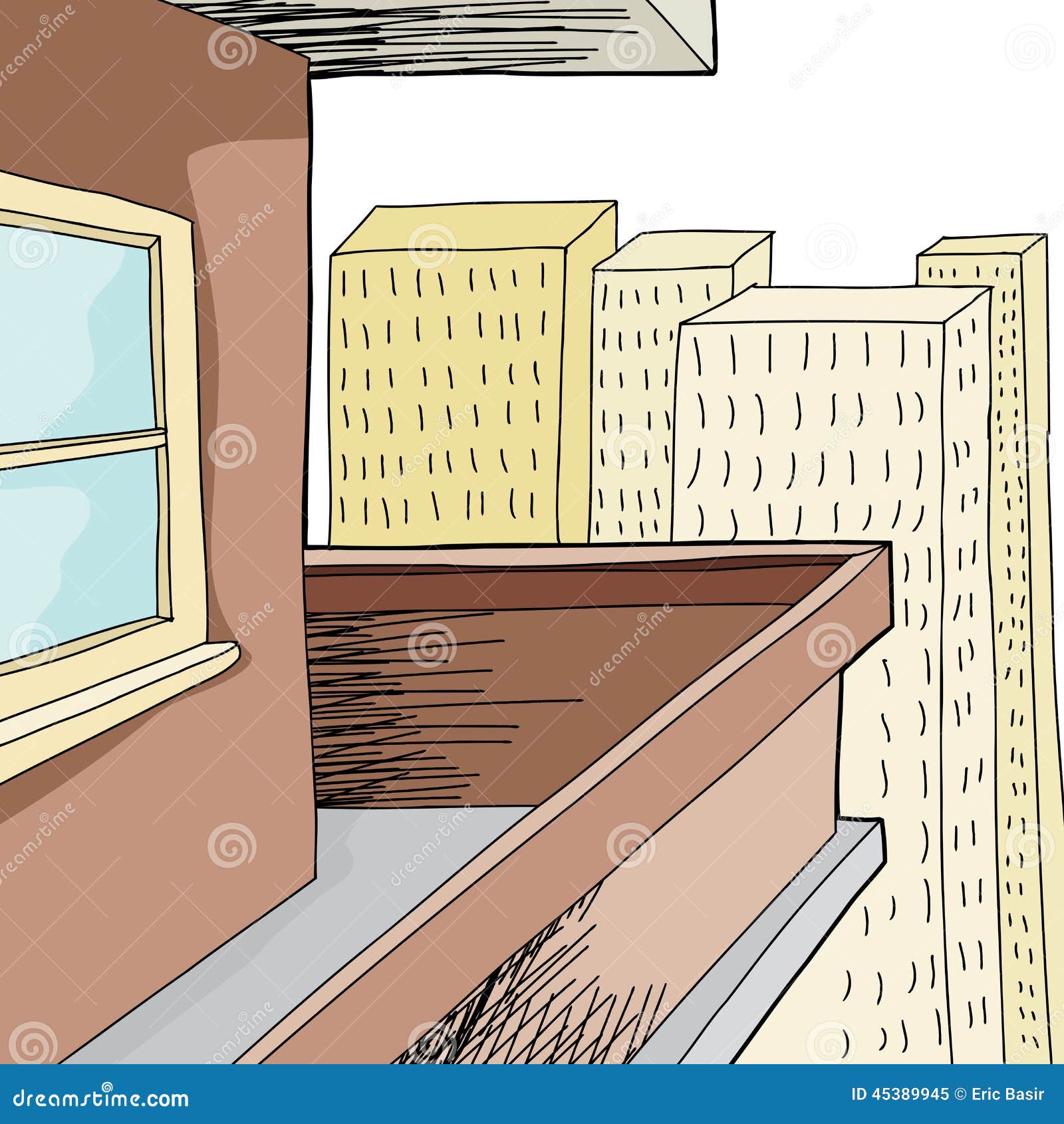 Empty Condominium Balcony stock vector. Illustration of tall - 45389945