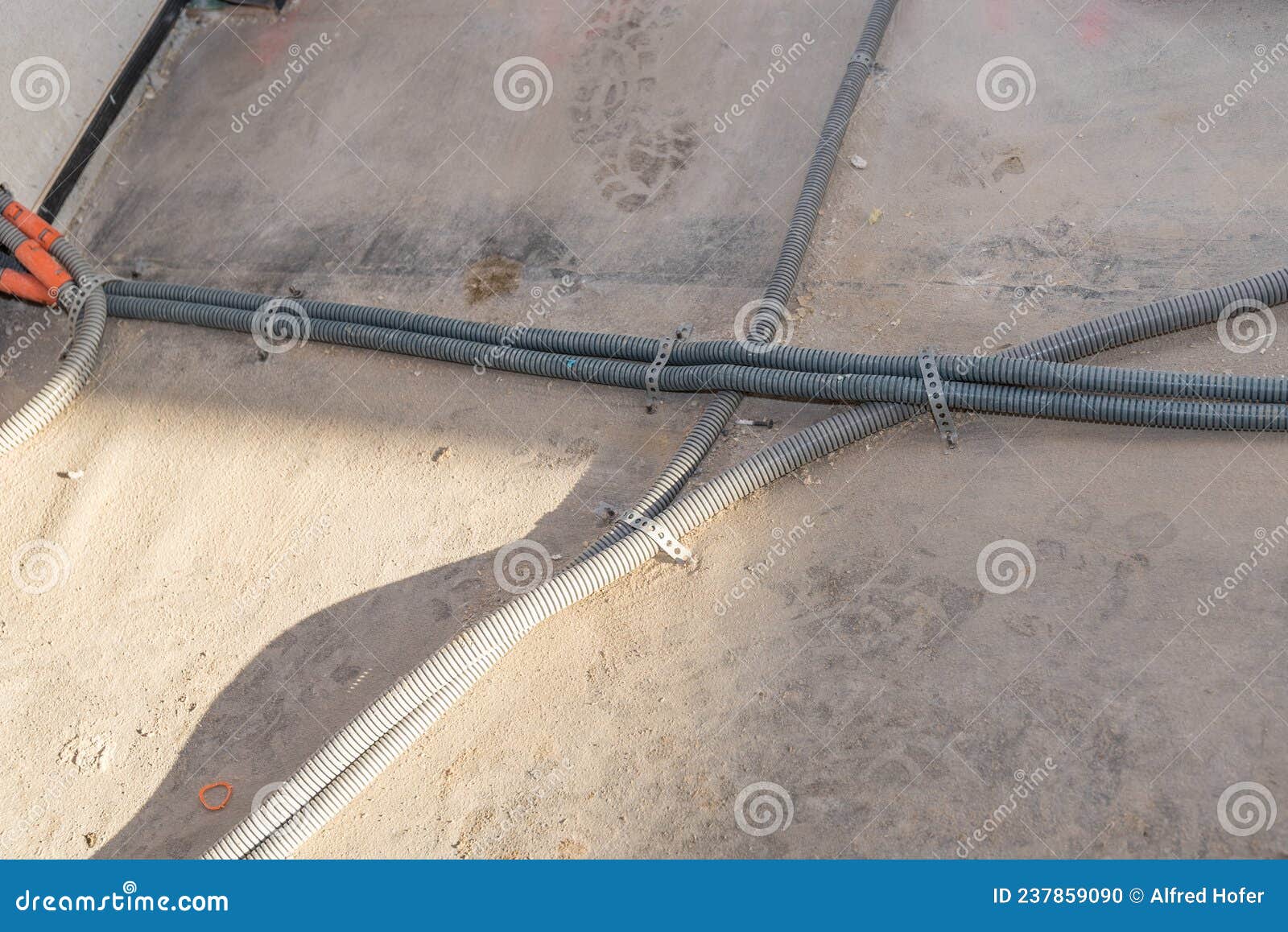 Empty Conduits for Electrical Installation on Construction Site Stock ...