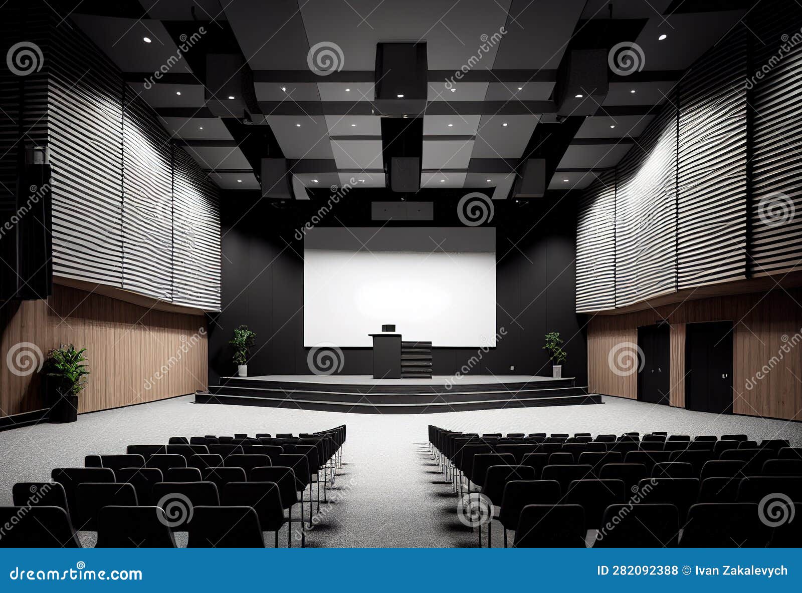 Empty Conference Hall Interior with Stage for Presen.illustration. AI ...