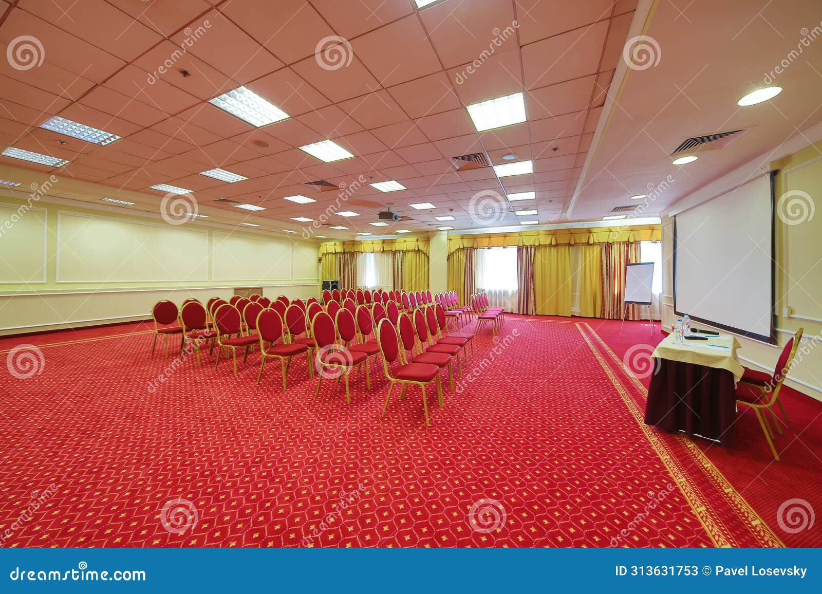 Empty Conference Hall with a Red Carpet on the Stock Image - Image of ...