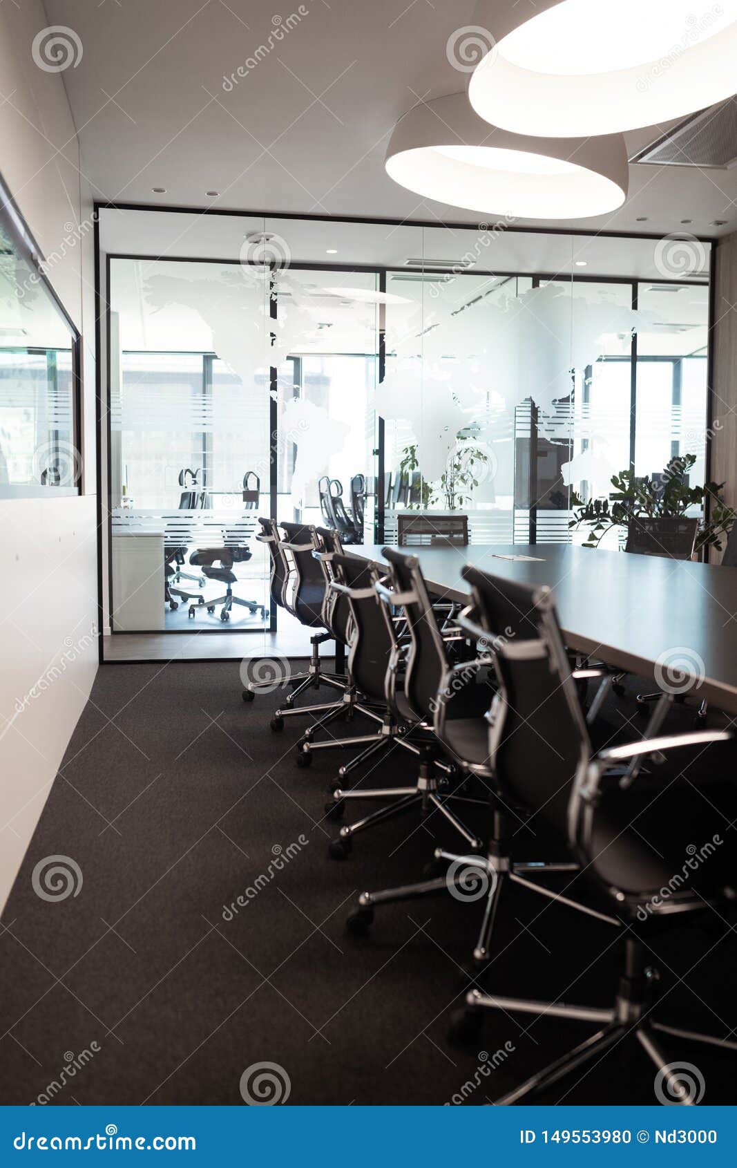 Empty Conference Room with Board Room Table Stock Photo - Image of ...