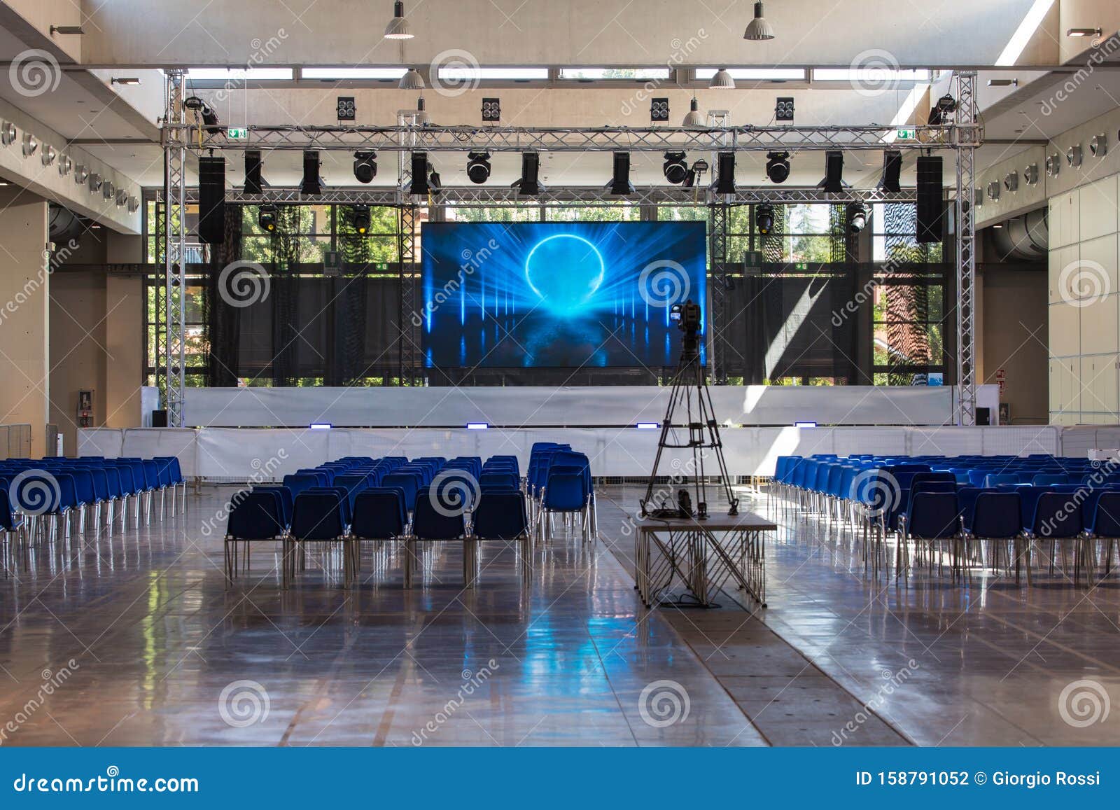Empty Conference Room Equipped with Stage, Lights, Chairs and ...
